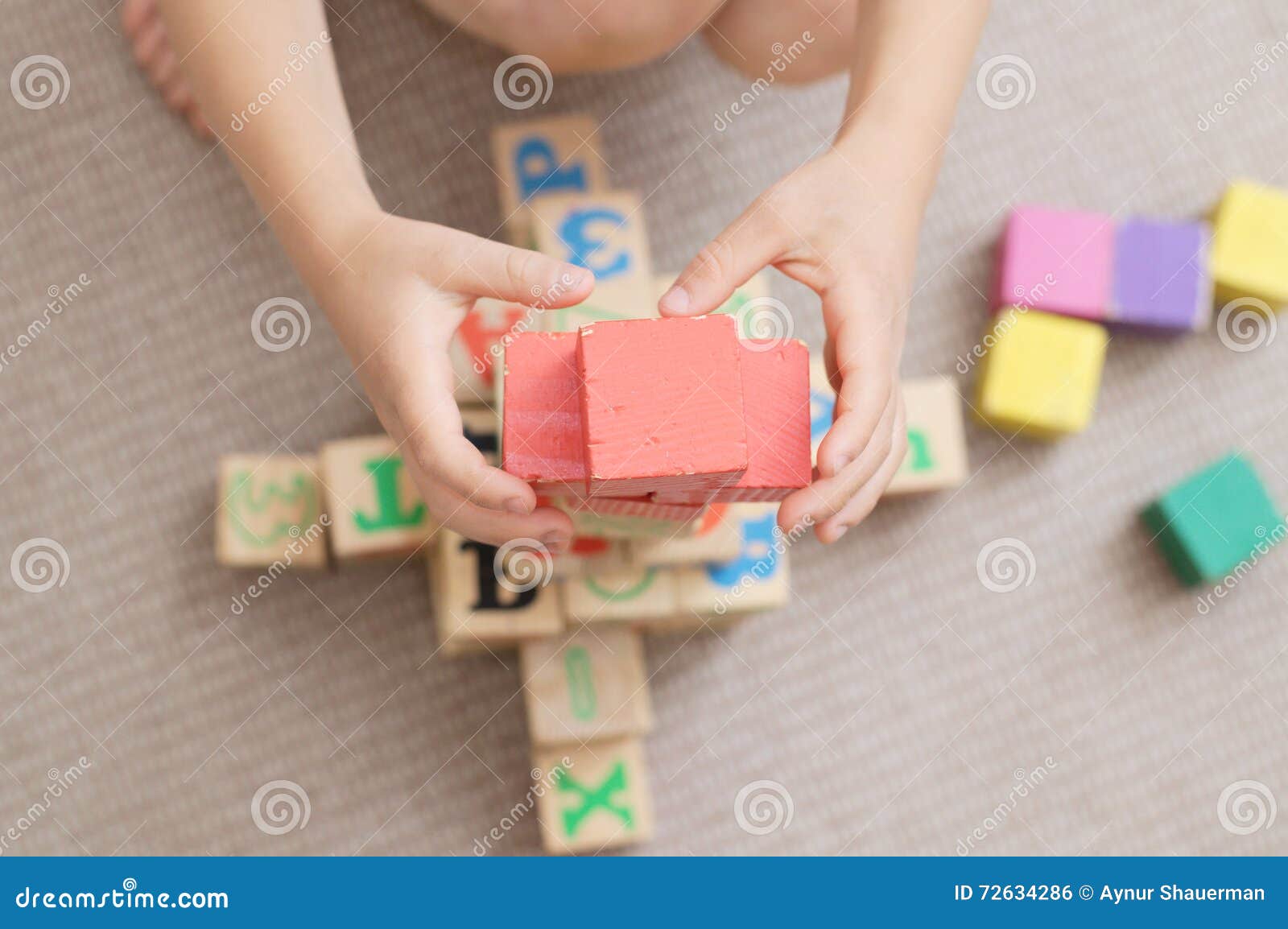 Kid Hands Playing Building Pyramid Stock Photo - Image of building ...