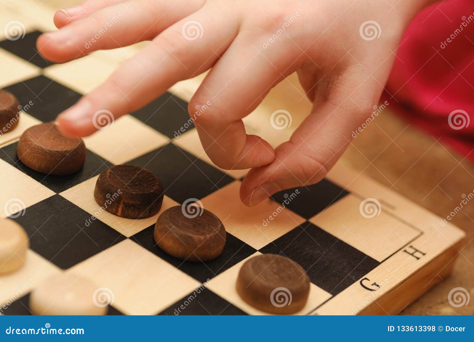 Kid Hands Playing on Checkers Stock Photo - Image of board, fillip ...