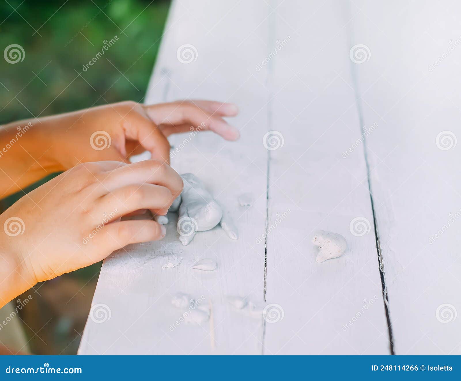 Kids Hands in the Process of Creating the Handicraft of Polymer Clay ...