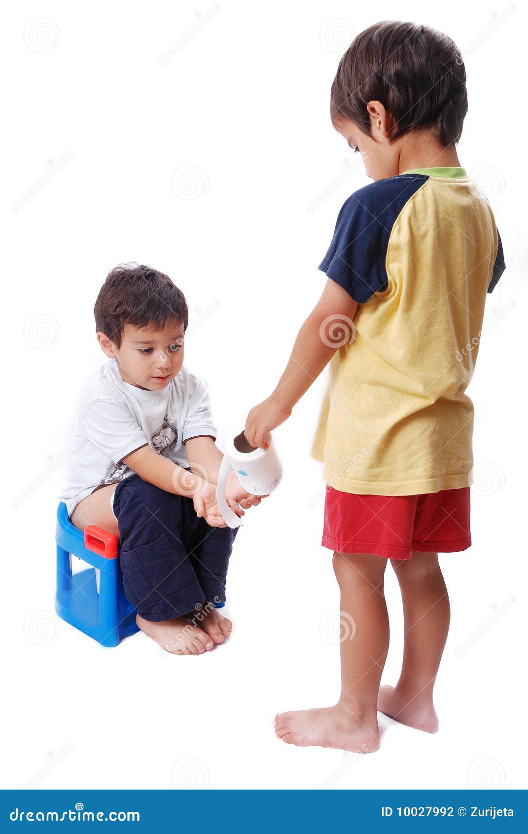 Kid is Helping Another One on Toilet Stock Photo - Image of mouth ...