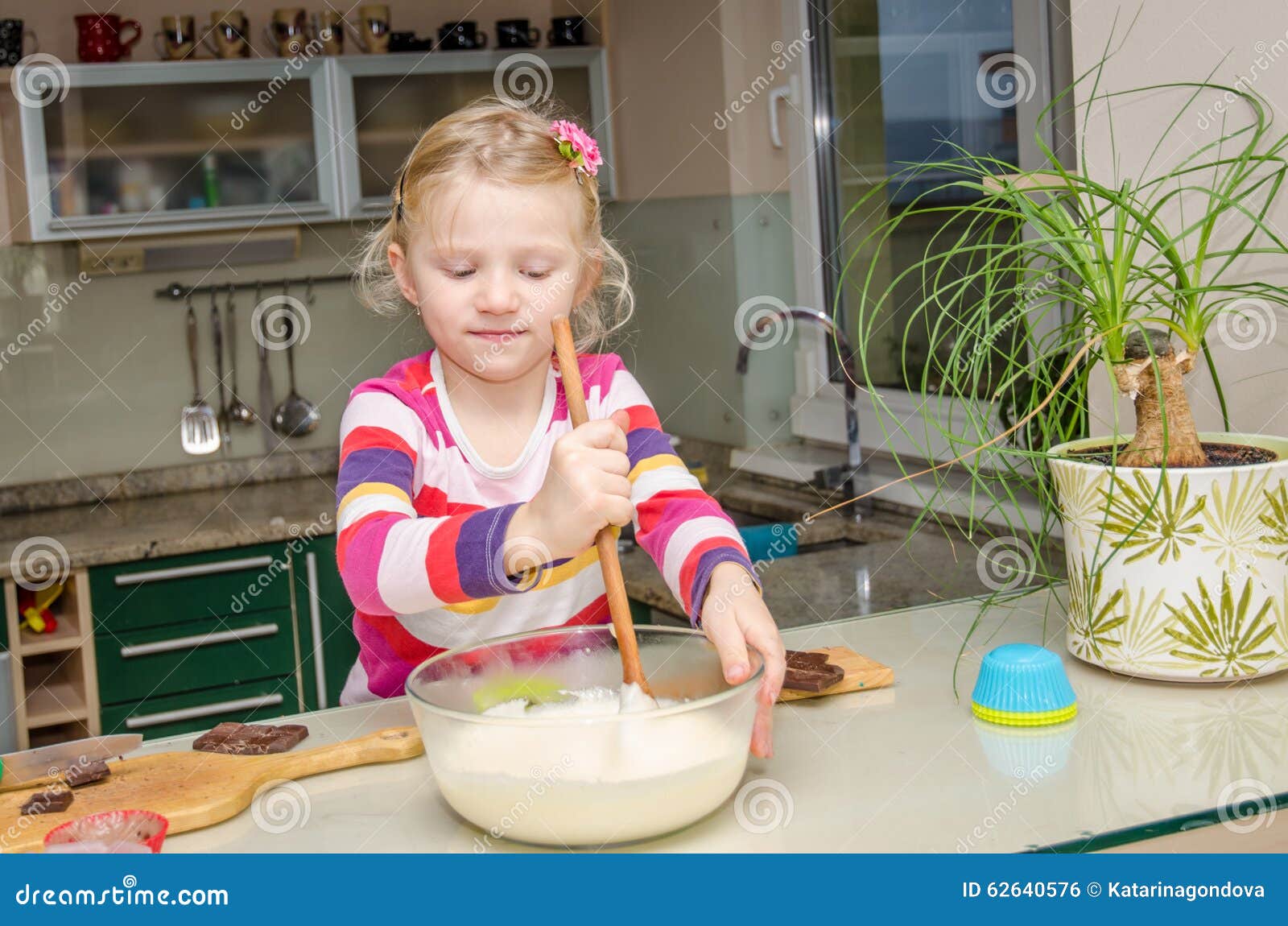 Kid helping in kitchen stock photo. Image of dough, play - 62640576