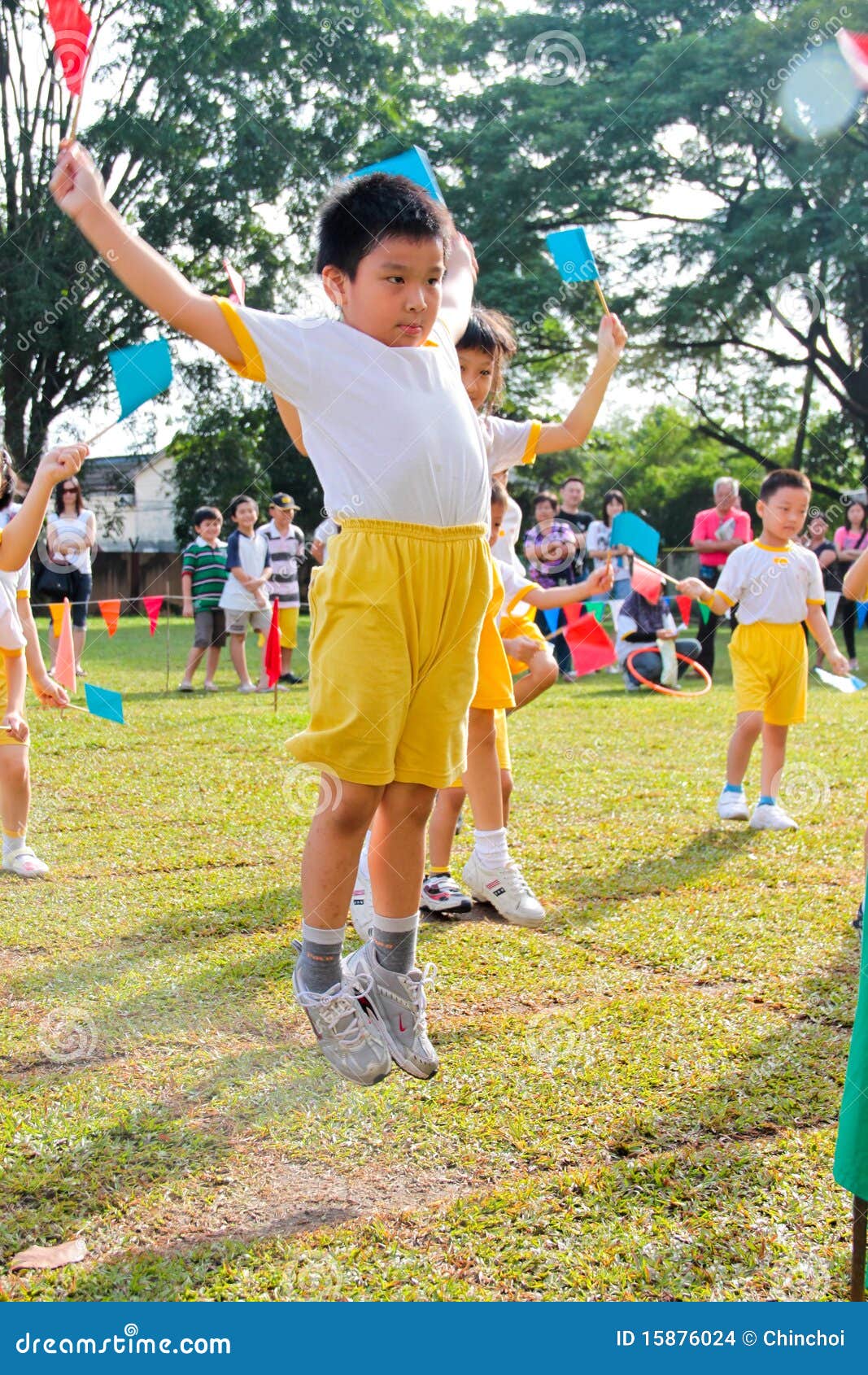 Kid High Jumping in Kindergarten Sport Day Editorial Stock Image ...
