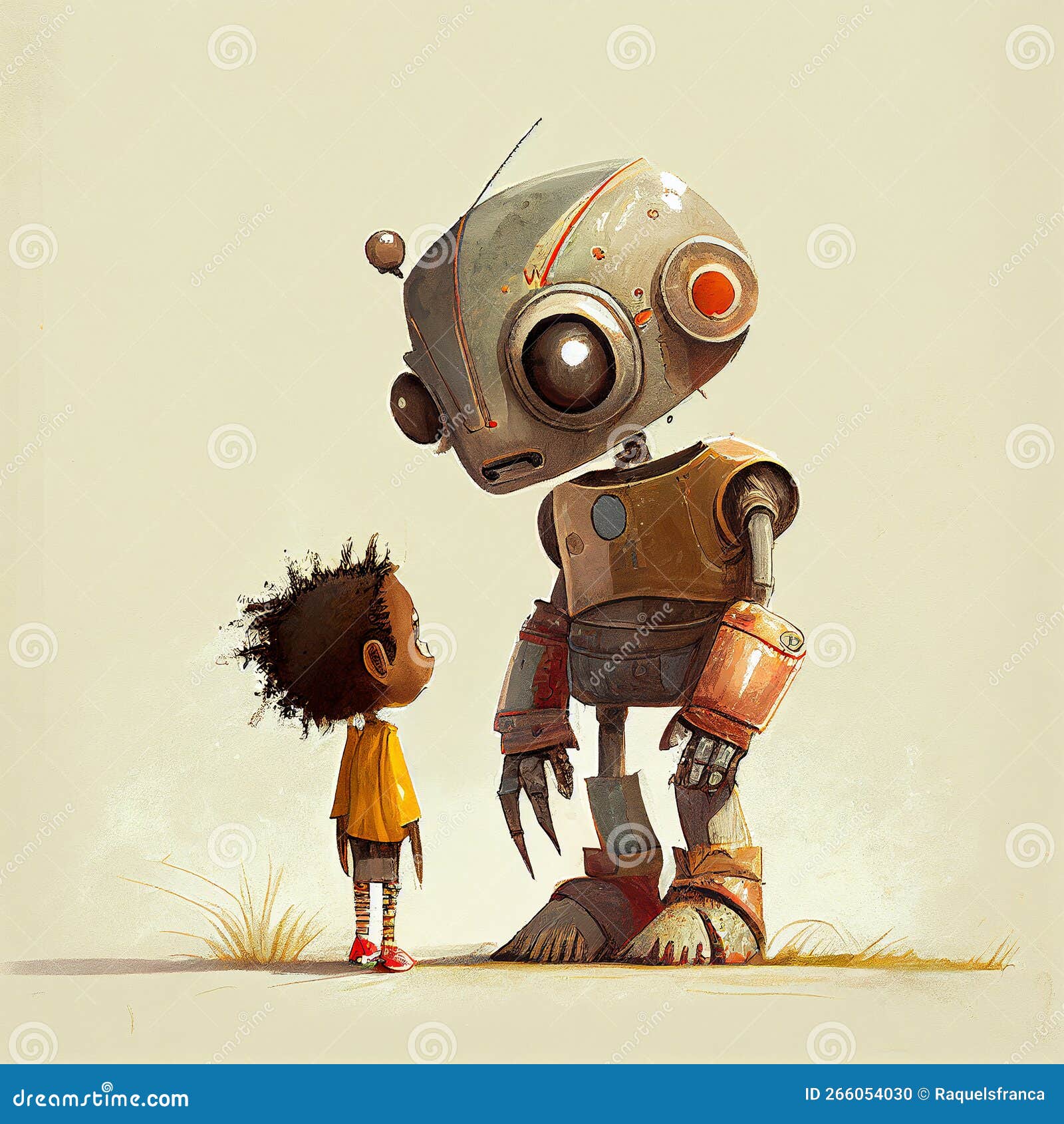 Robot And Man Friend, Artificial Intelligence Training,3d Render ...