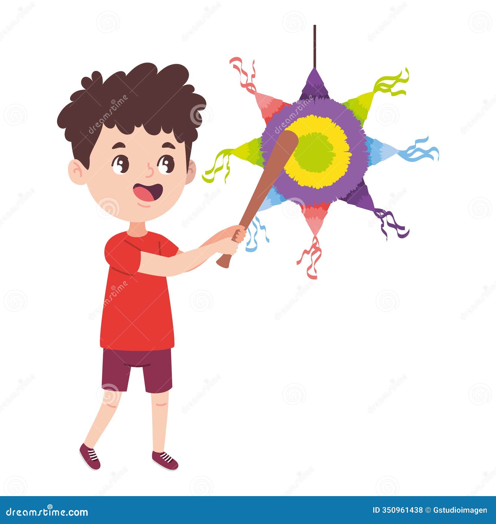 Kid hitting pinata party stock illustration. Illustration of festive ...