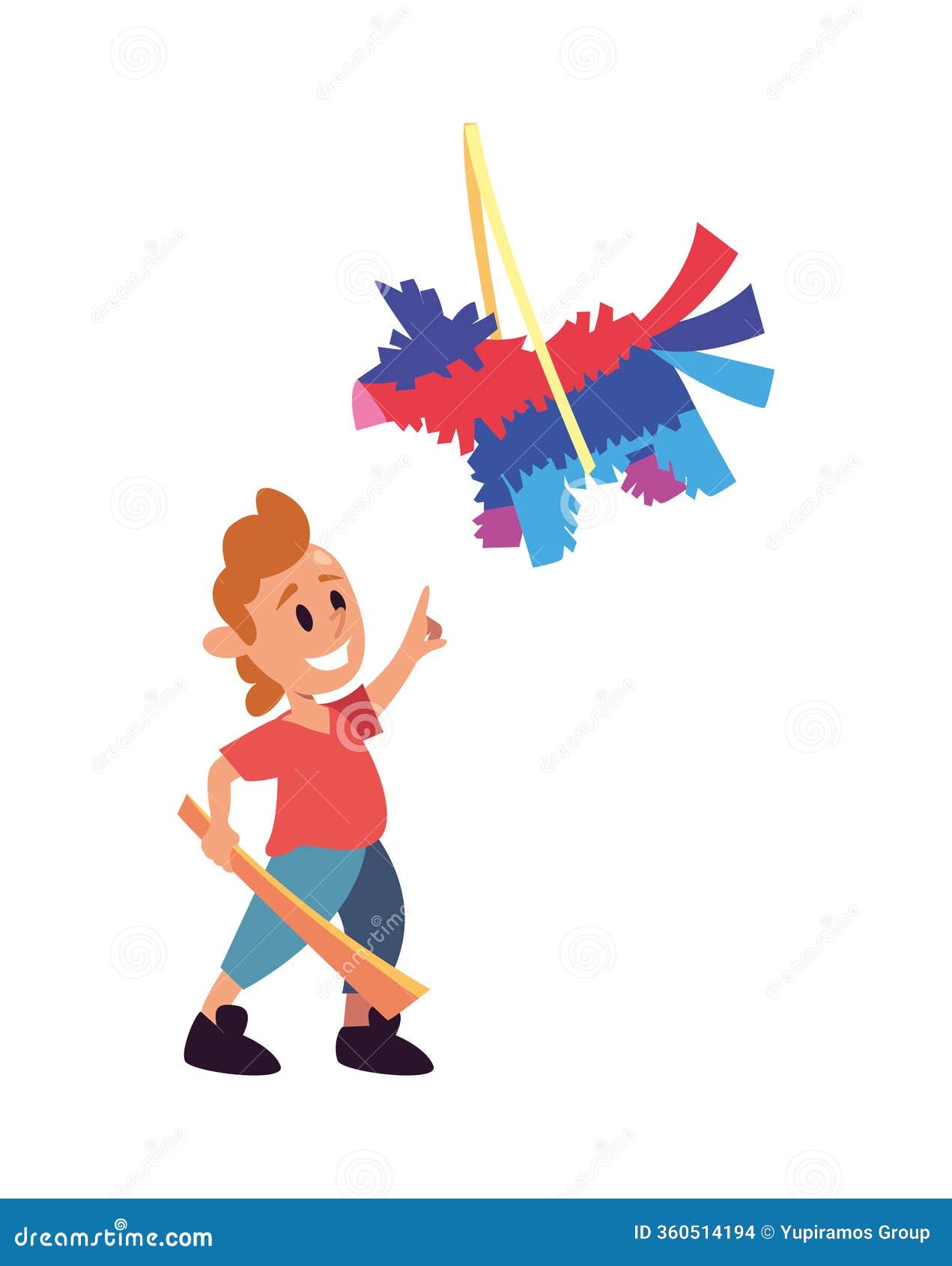 Kid hitting pinata party stock vector. Illustration of happy - 360514194