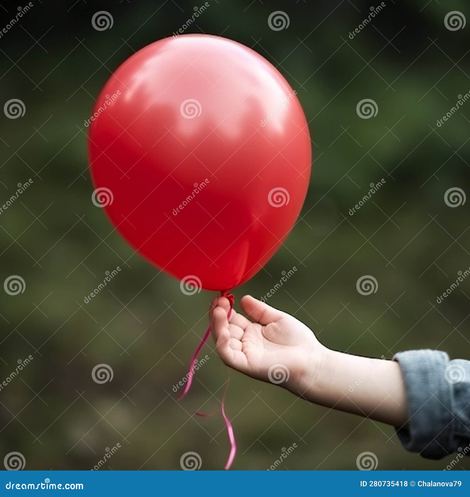 Kid Holding a Red Balloon in Hand. Generative Ai Stock Illustration ...