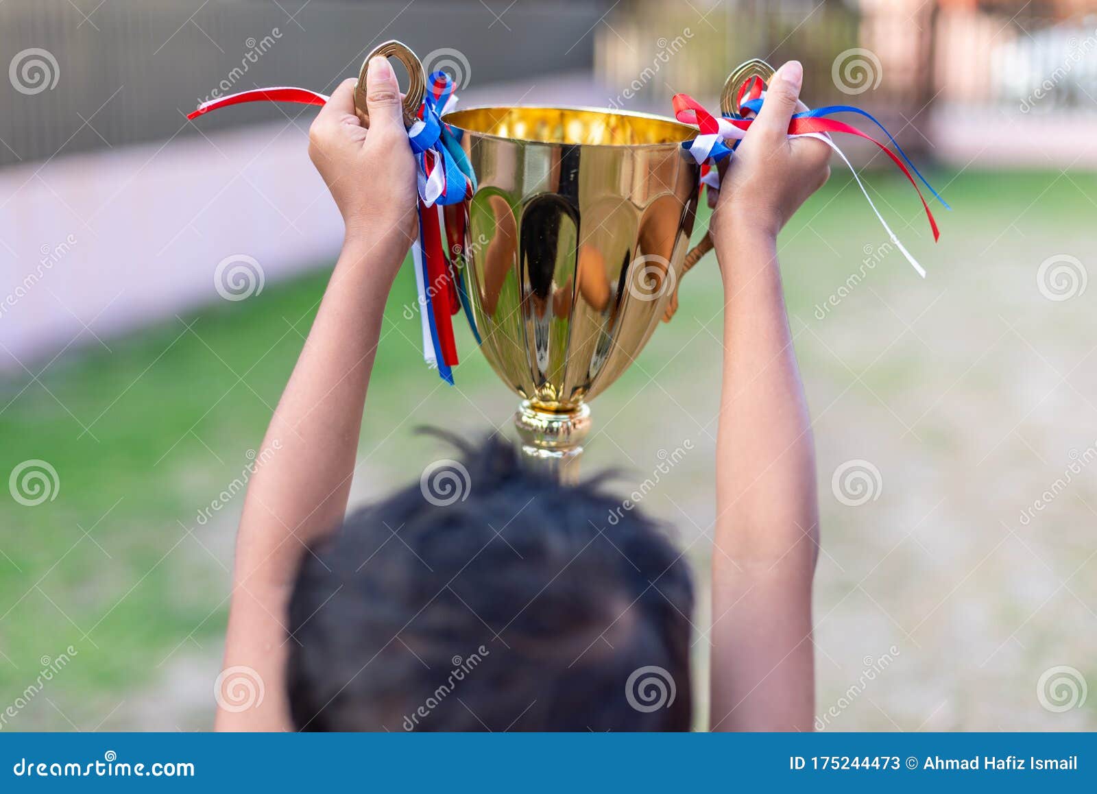 Kid Holding a Trophy. he is a Winner Stock Image - Image of child ...