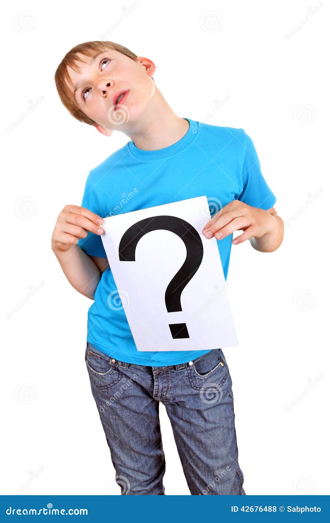 Kid holds Question Mark stock photo. Image of ques, plate - 42676488