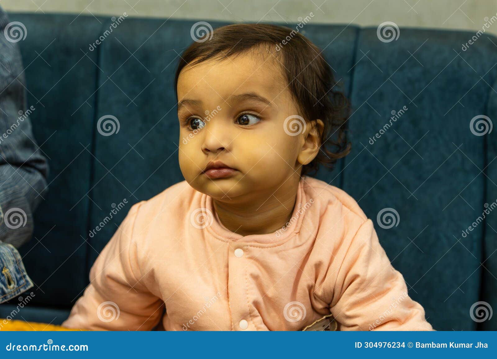 Kid Innocent Face Expression Sitting at Sofa at Night Stock Photo ...