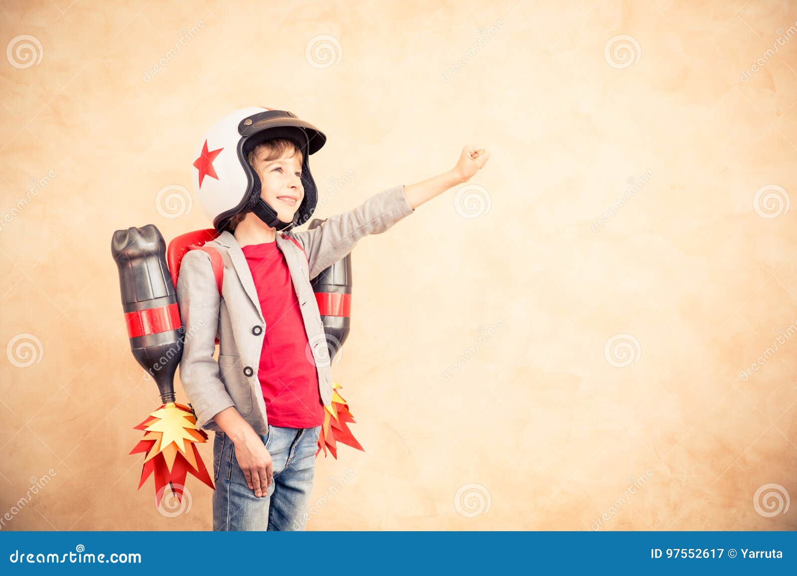 Kid with Jet Pack Playing at Home Stock Image - Image of girl ...