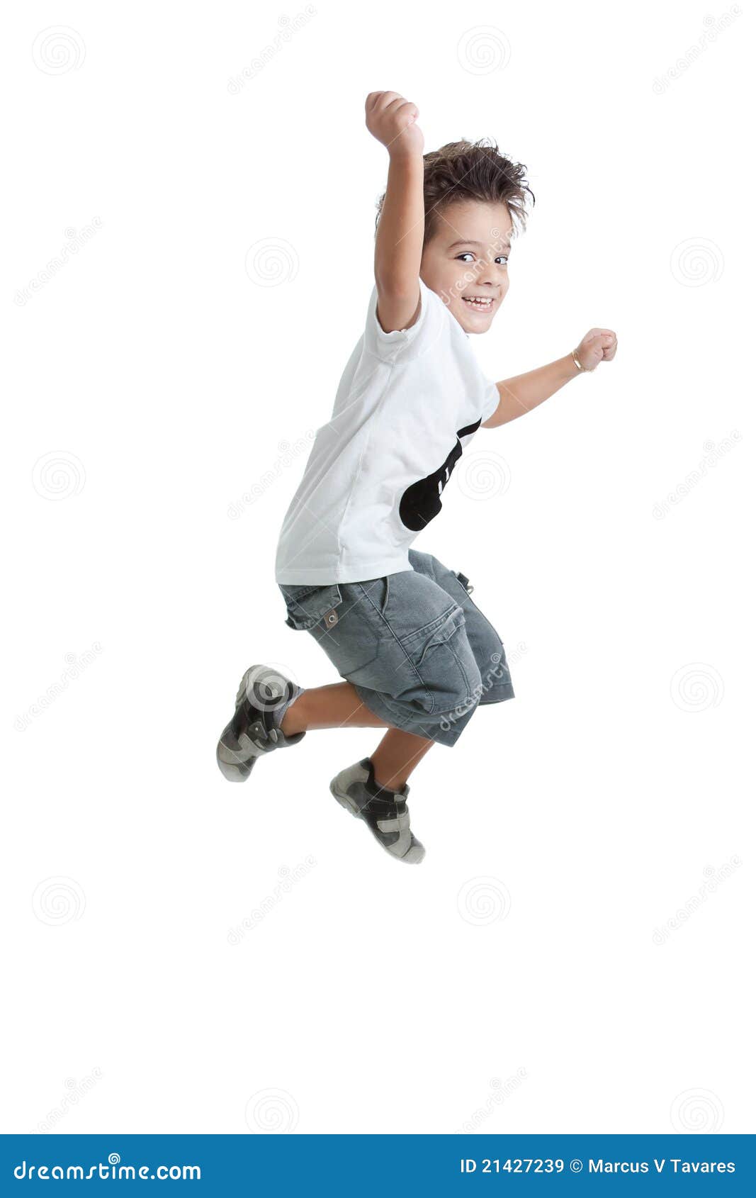 Kid Jumping with a Tshirt with a Guitar Painted Stock Image - Image of ...