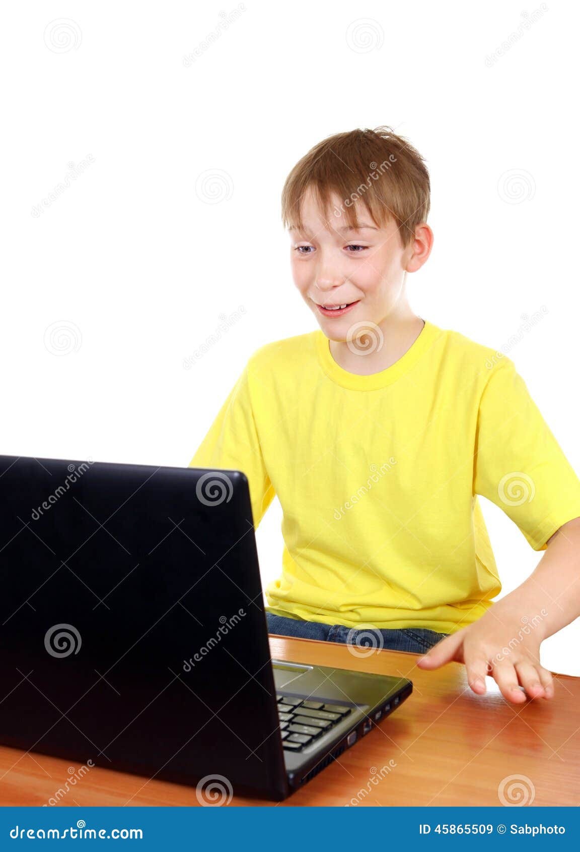 Kid with Laptop stock image. Image of adolescence, abuse - 45865509