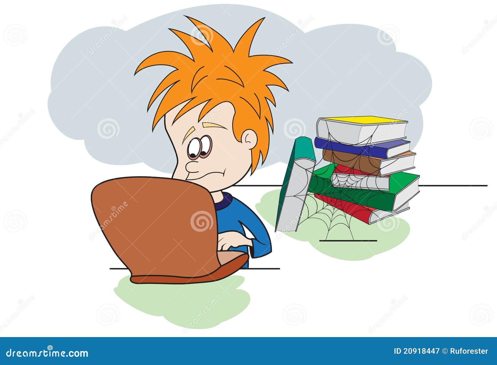 Kid with Laptop and Books stock vector. Illustration of cartoon - 20918447
