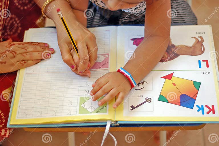 A Kid Learning How To Write Stock Image - Image of learning, elementary ...