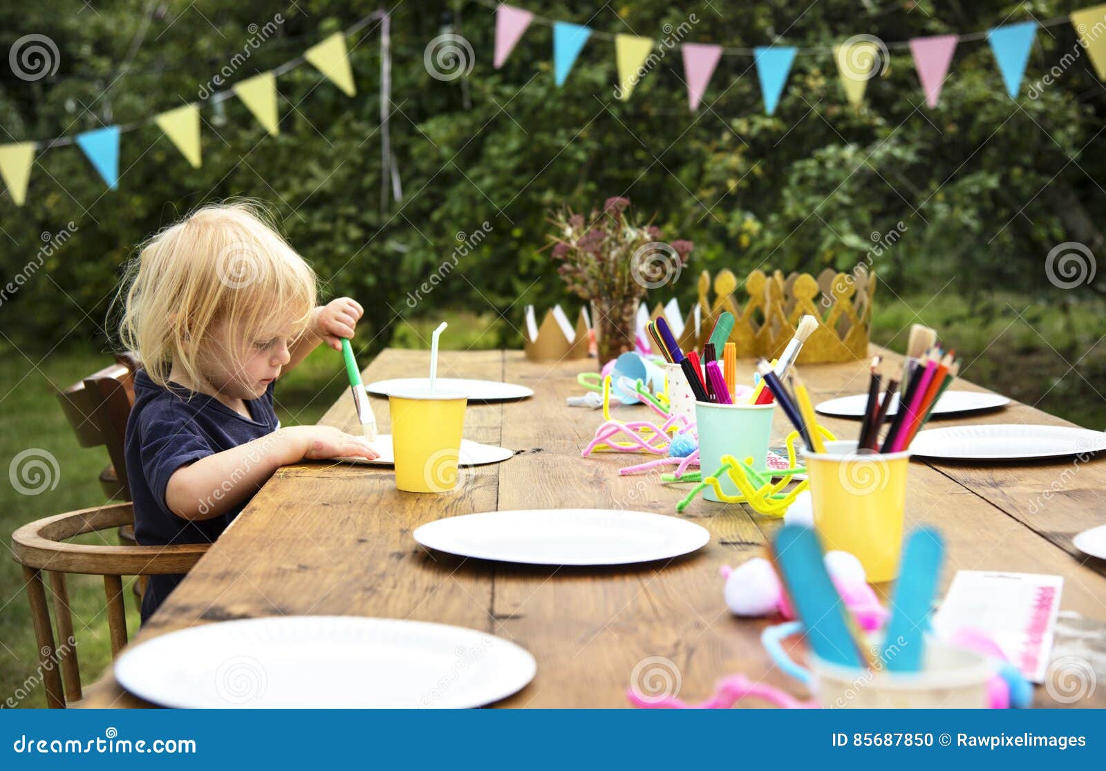 Kid Learning Painting Drawing Art Concept Stock Photo - Image of home ...