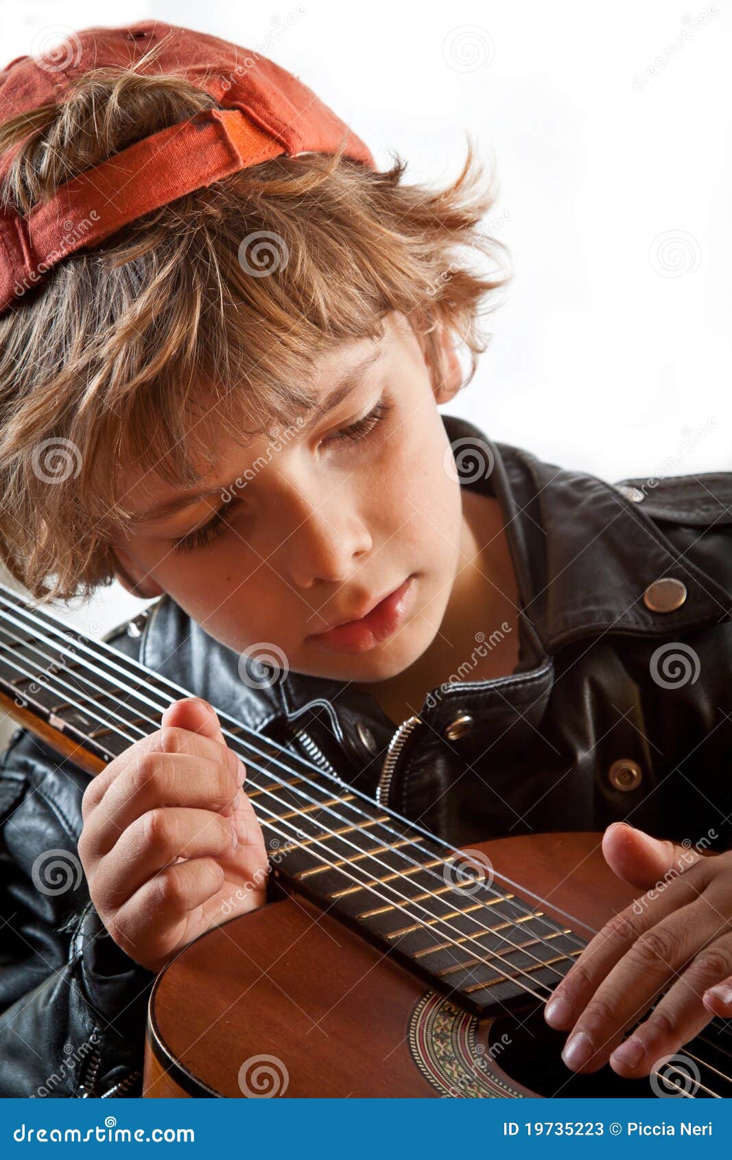 Kid Learning To Play Guitar Stock Image - Image of entertainment ...