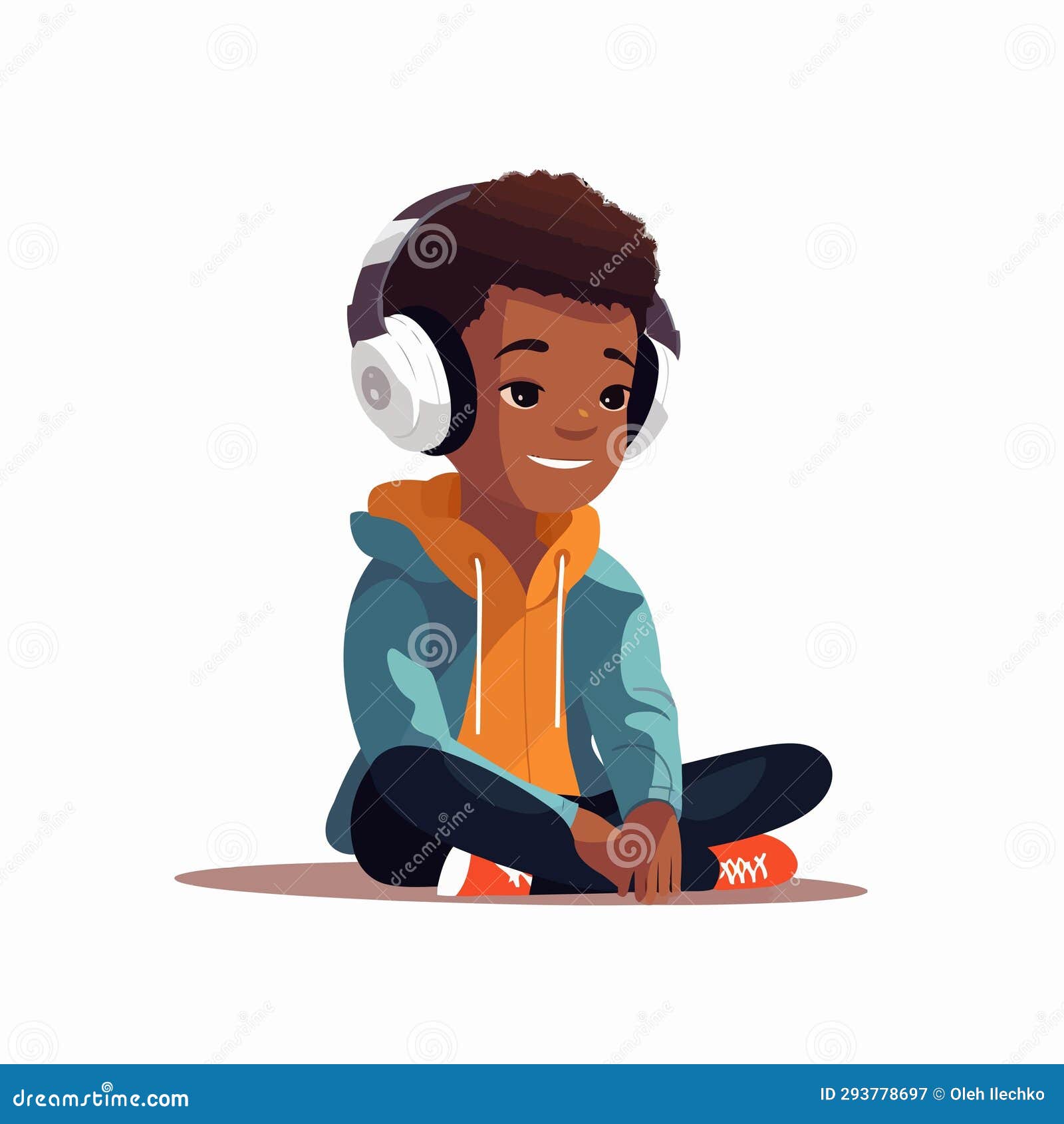 Kid Listening Music Vector Flat Minimalistic Isolated Illustration ...