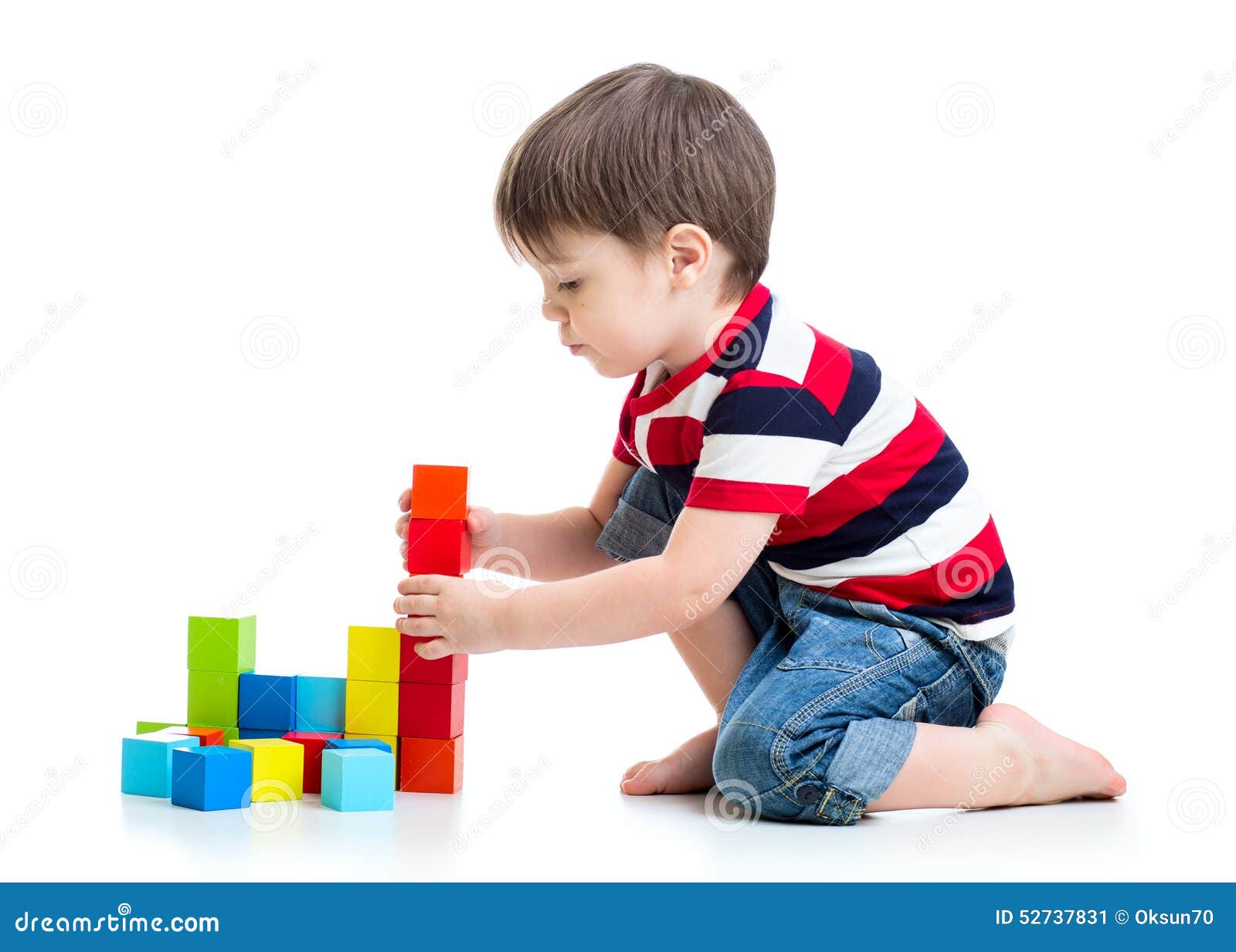 Kid Little Boy Playing on Floor Stock Image - Image of cubes, caucasian ...