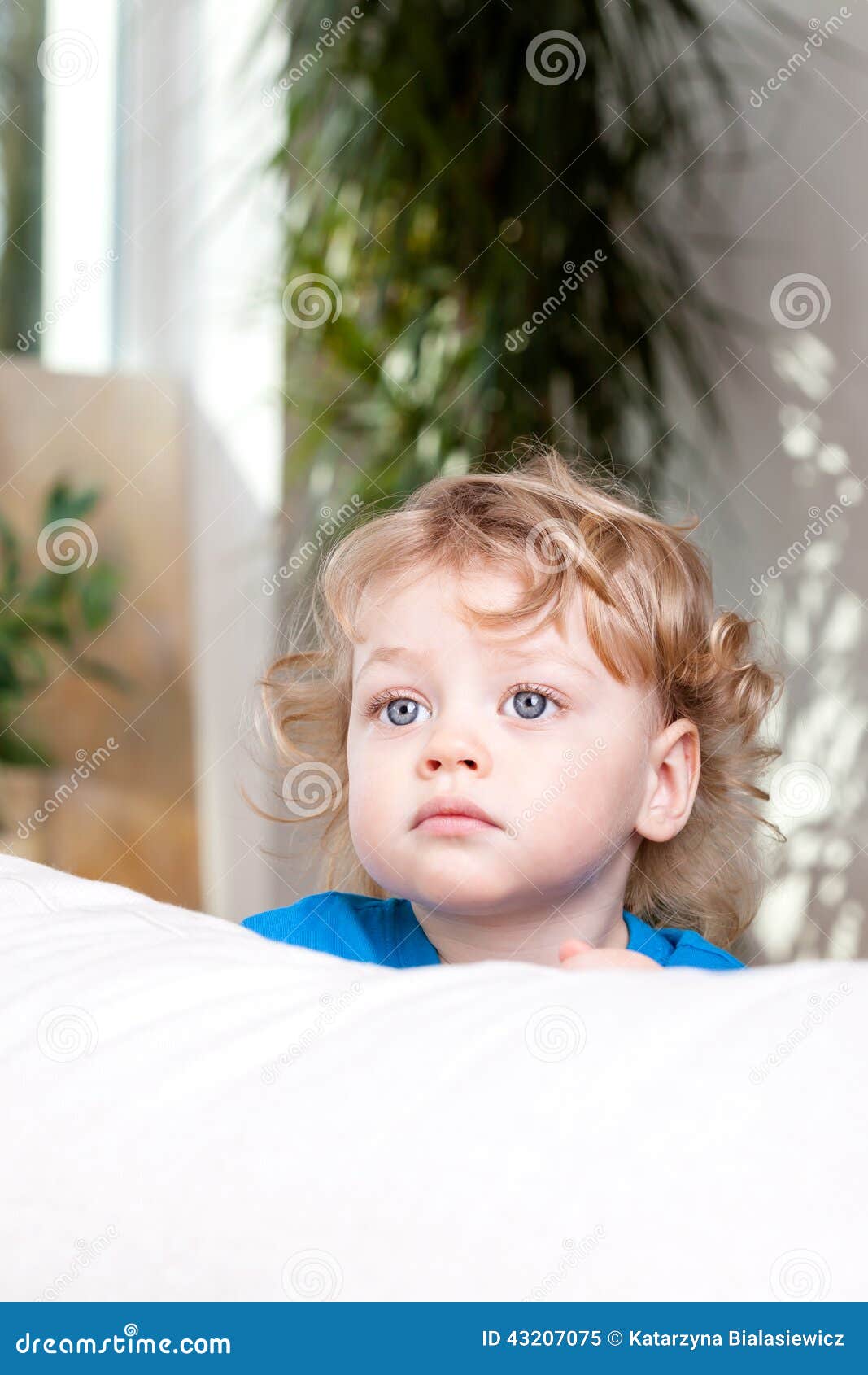 Kid Looking in the Distance Stock Image - Image of cute, bedroom: 43207075