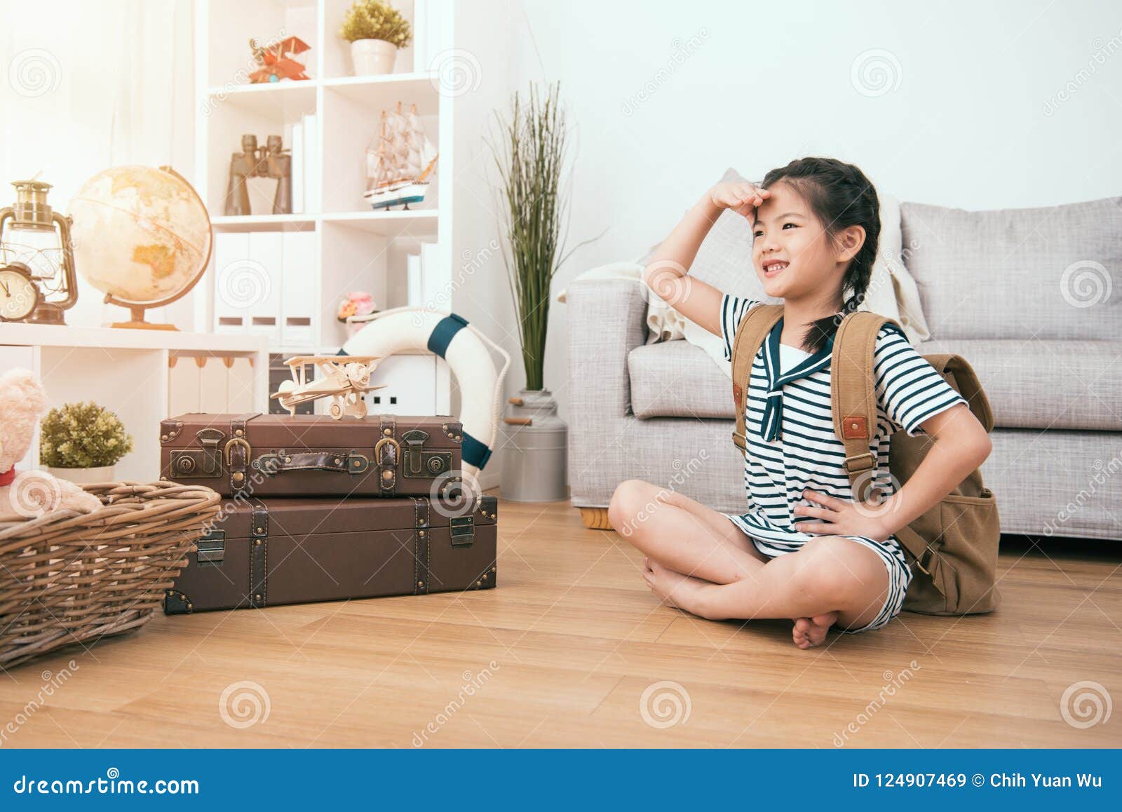 Kid Looking Happily To Somewhere Else. Stock Image - Image of asian ...