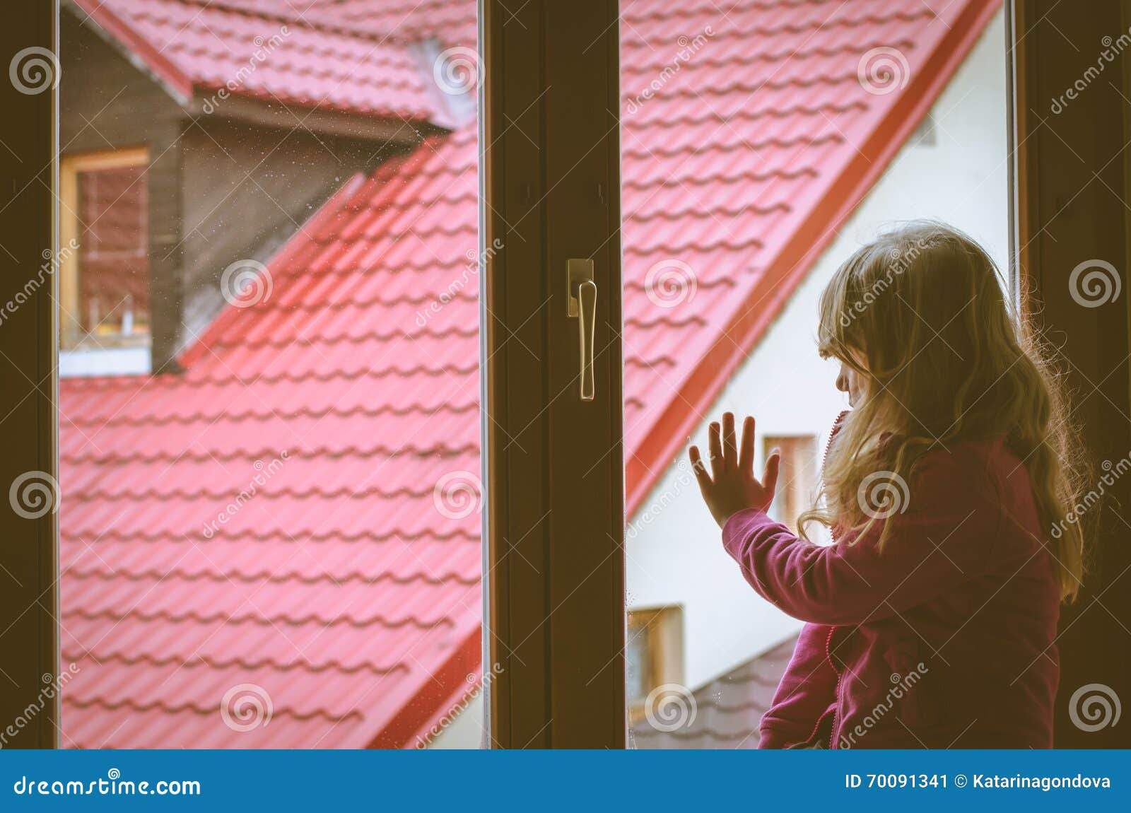 Kid looking through window stock image. Image of hope - 70091341