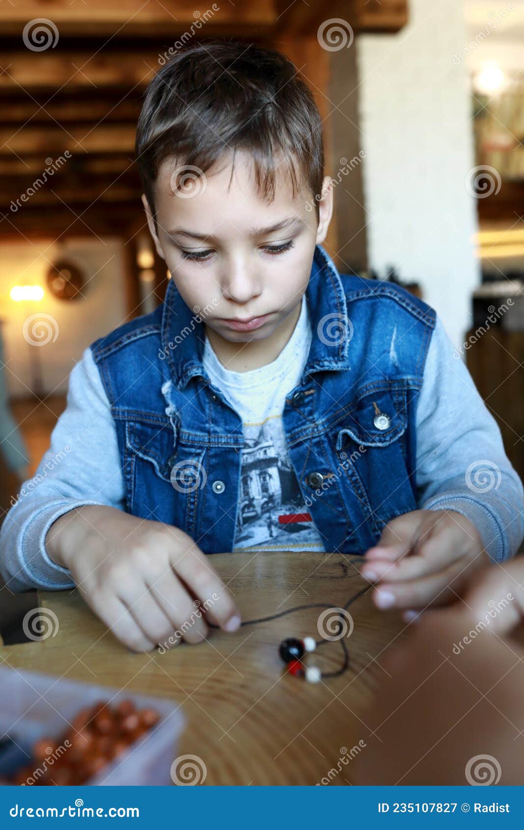 Kid Making Bracelet at Workshop Stock Image - Image of child, creative ...
