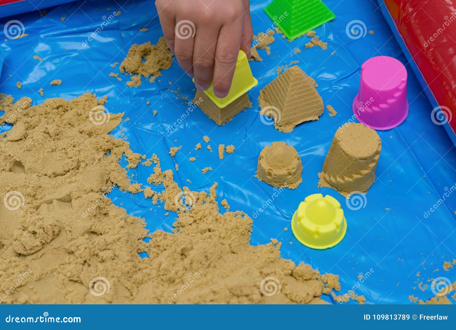 Kid Making Different Shapes by Sand with Molds Stock Image - Image of ...