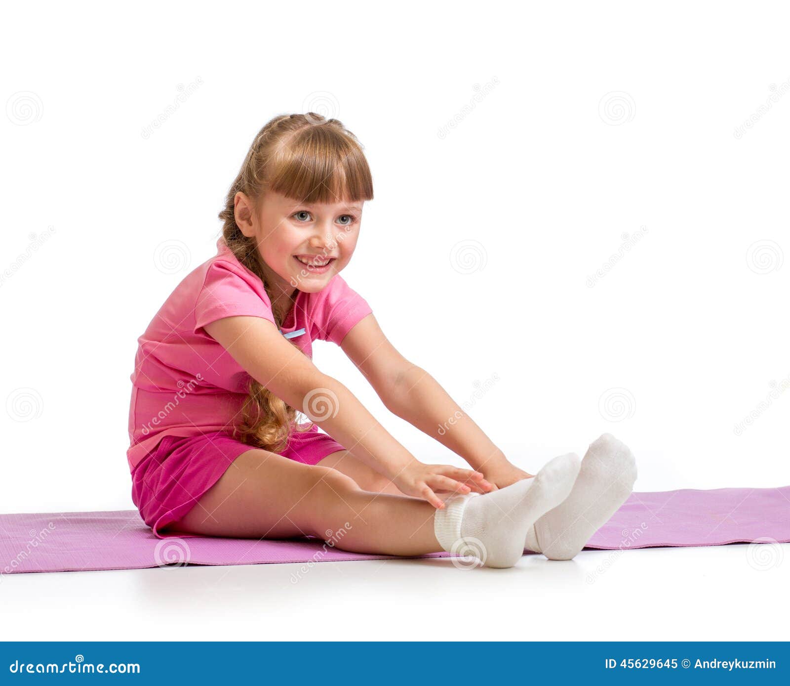 Kid Making Exercise Isolated Stock Image - Image of active, caucasian ...