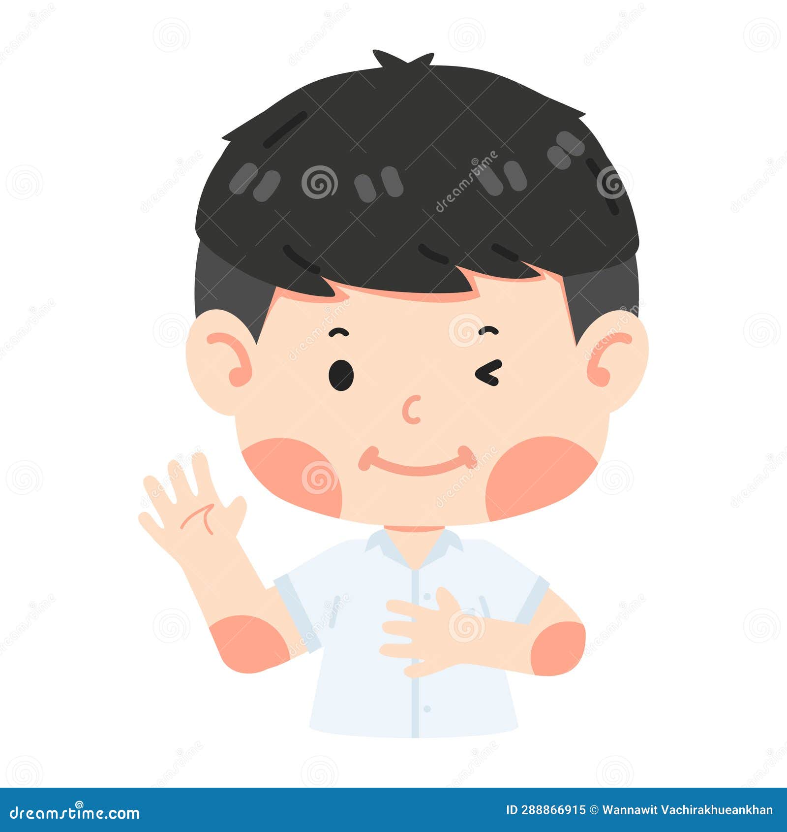 Kid Making a Promise Hand on Chest Stock Vector - Illustration of ...