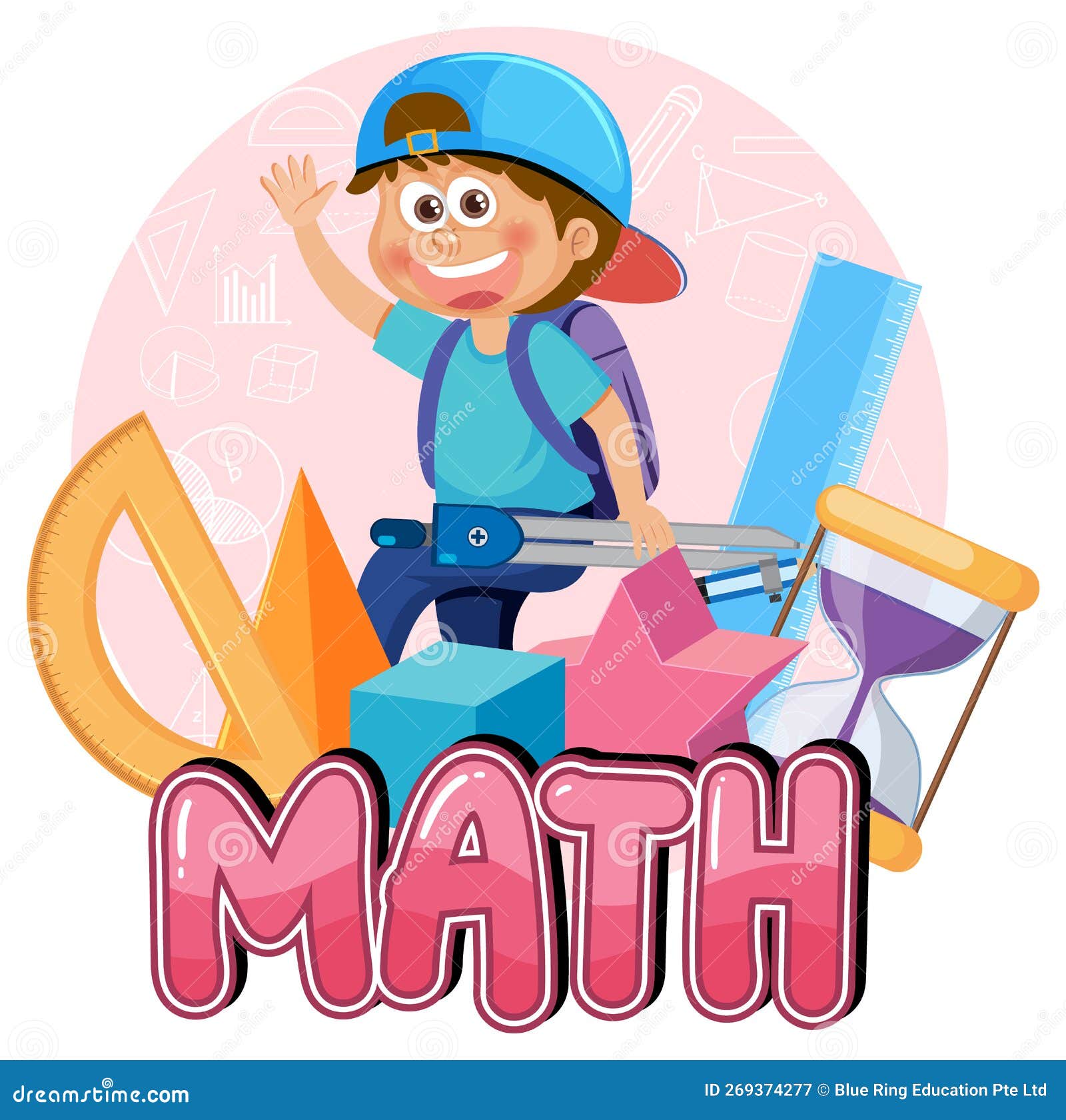 Kid with Math Element Banner Stock Vector - Illustration of happy ...