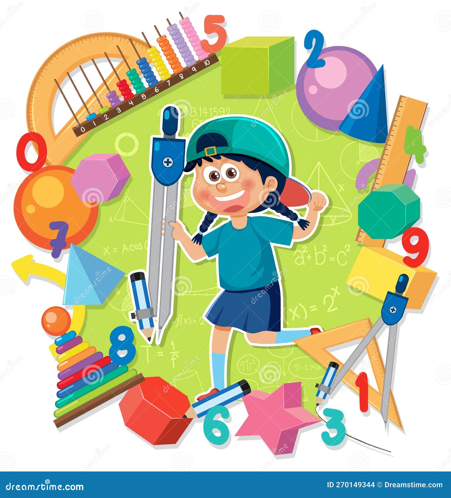 Kid with Math Element Banner Stock Vector - Illustration of banner ...