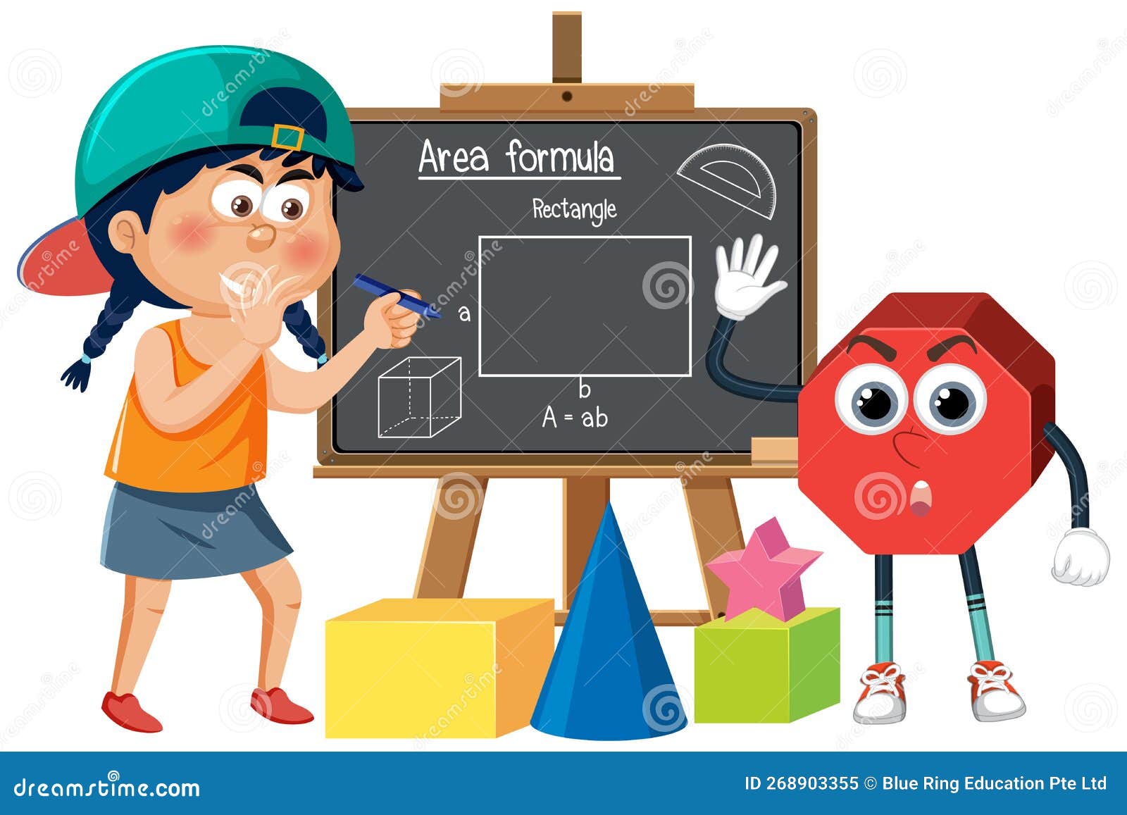 Kid with Math Equation on Blackboard Stock Vector - Illustration of ...