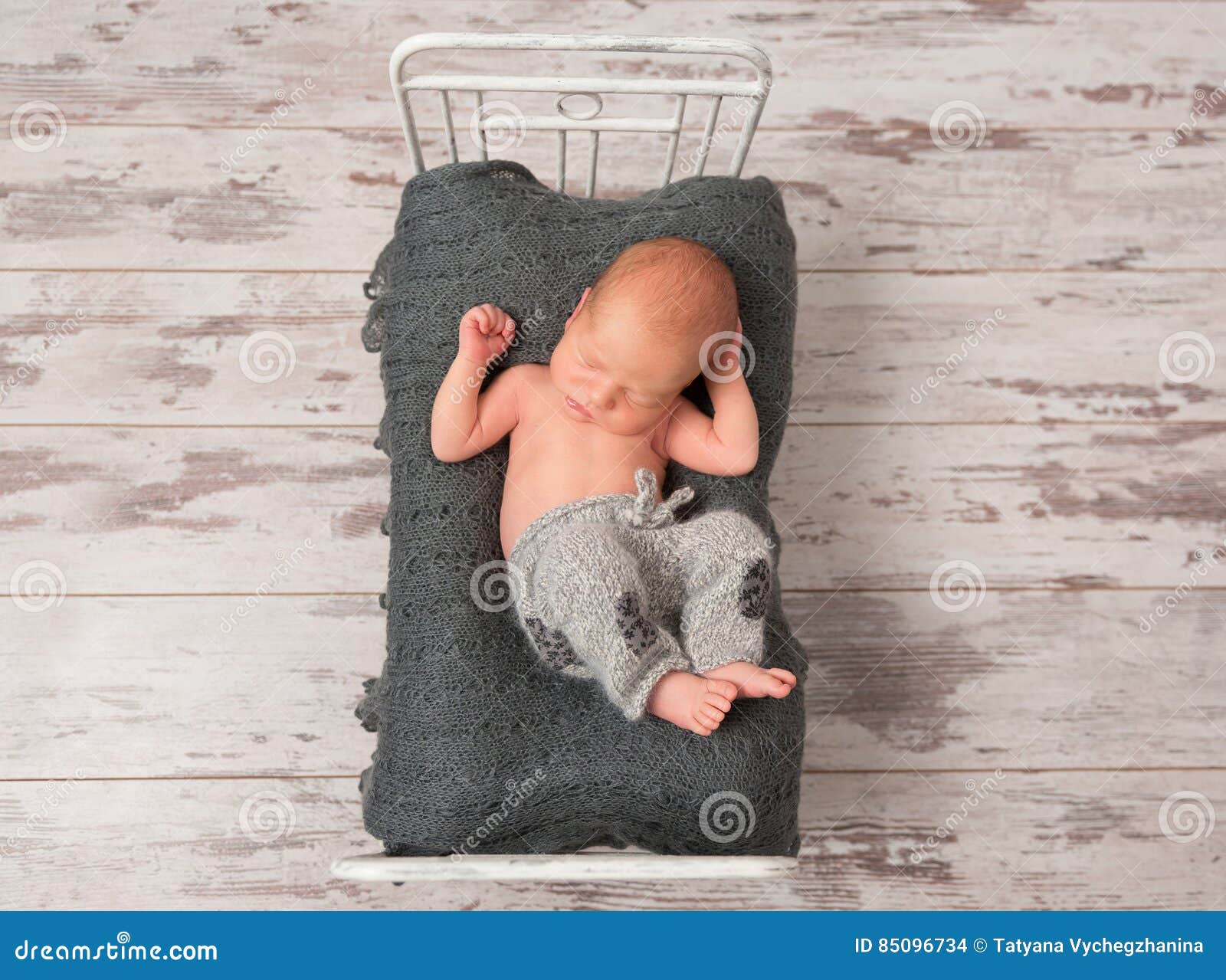 Kid Napping on a Tiny Bed, Topview Stock Photo - Image of infant ...