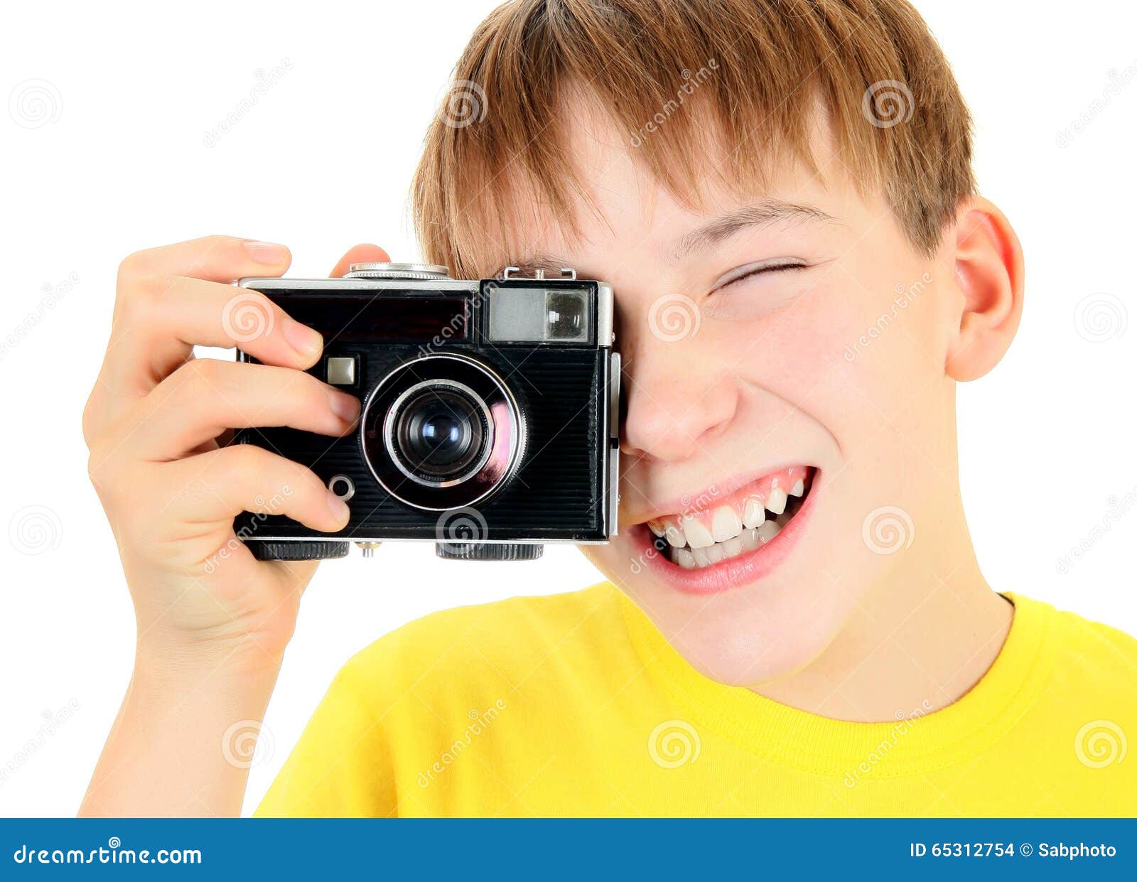 Kid with Old Camera stock photo. Image of joyful, successful - 65312754