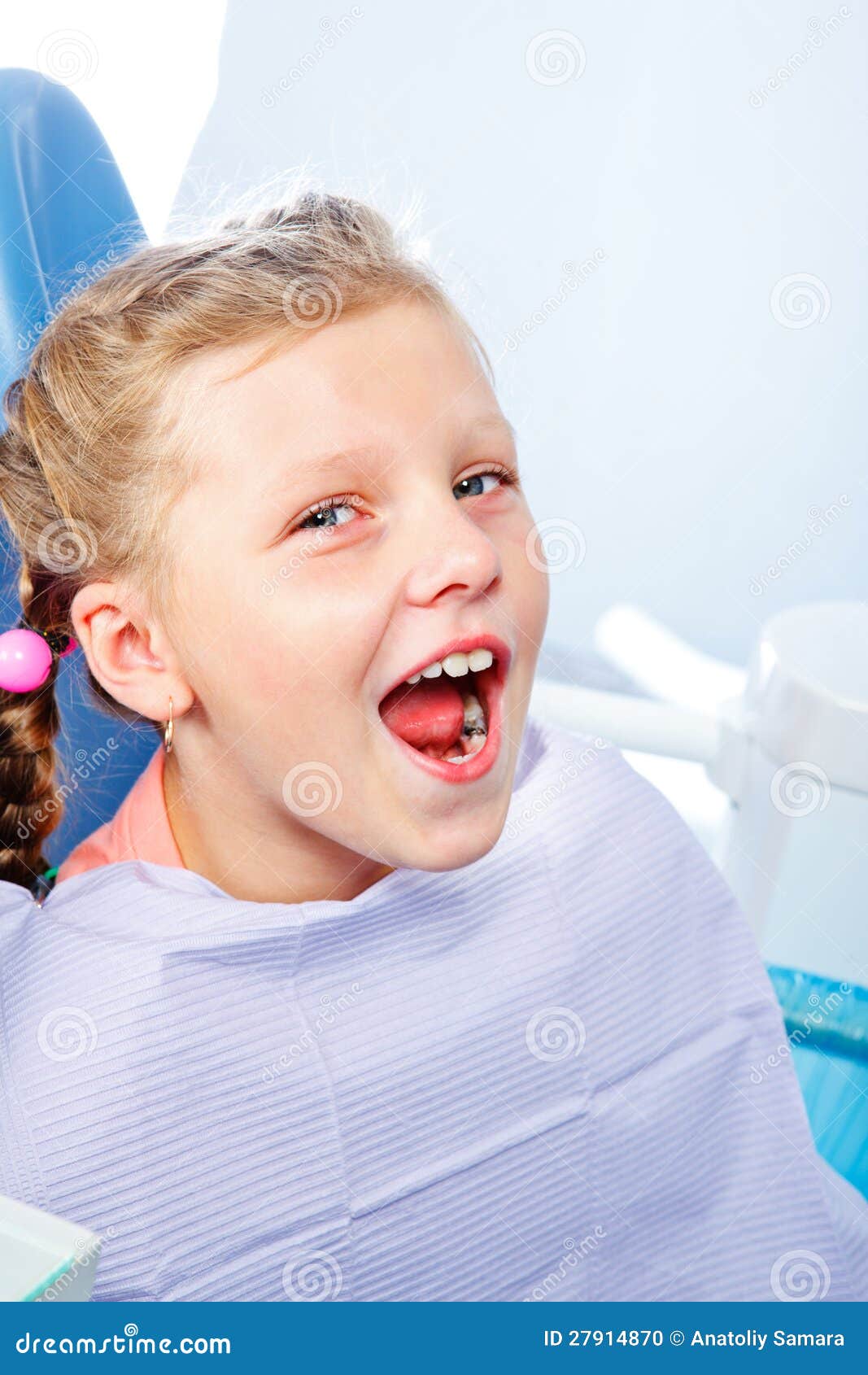Kid Opening Mouth for Oral Exam Stock Photo - Image of clinic, girl ...