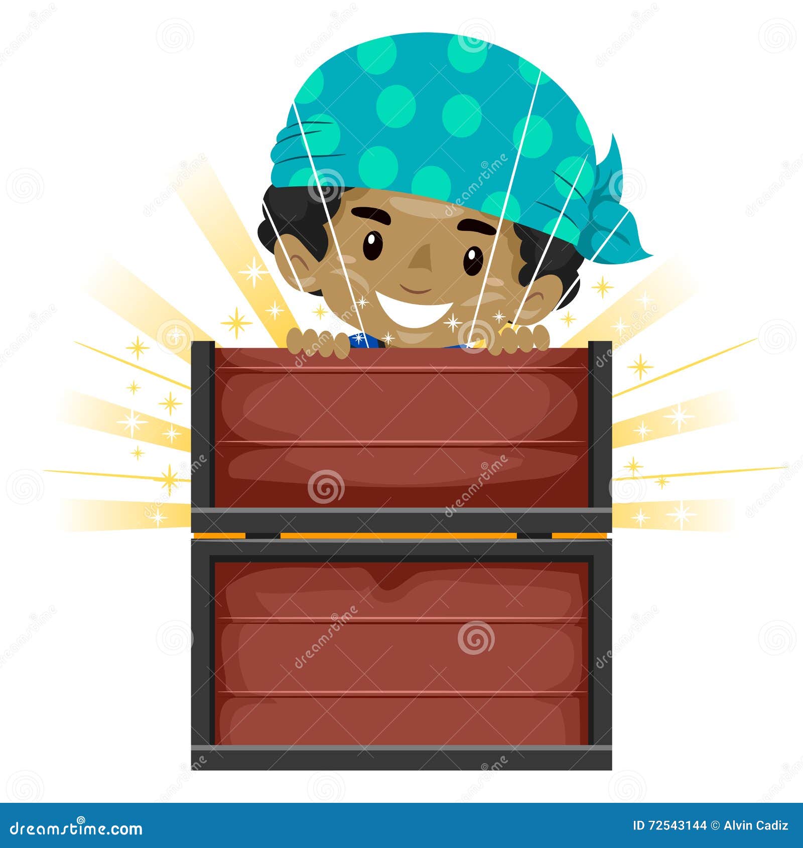 Kid opening Treasure Chest stock vector. Illustration of drawing - 72543144