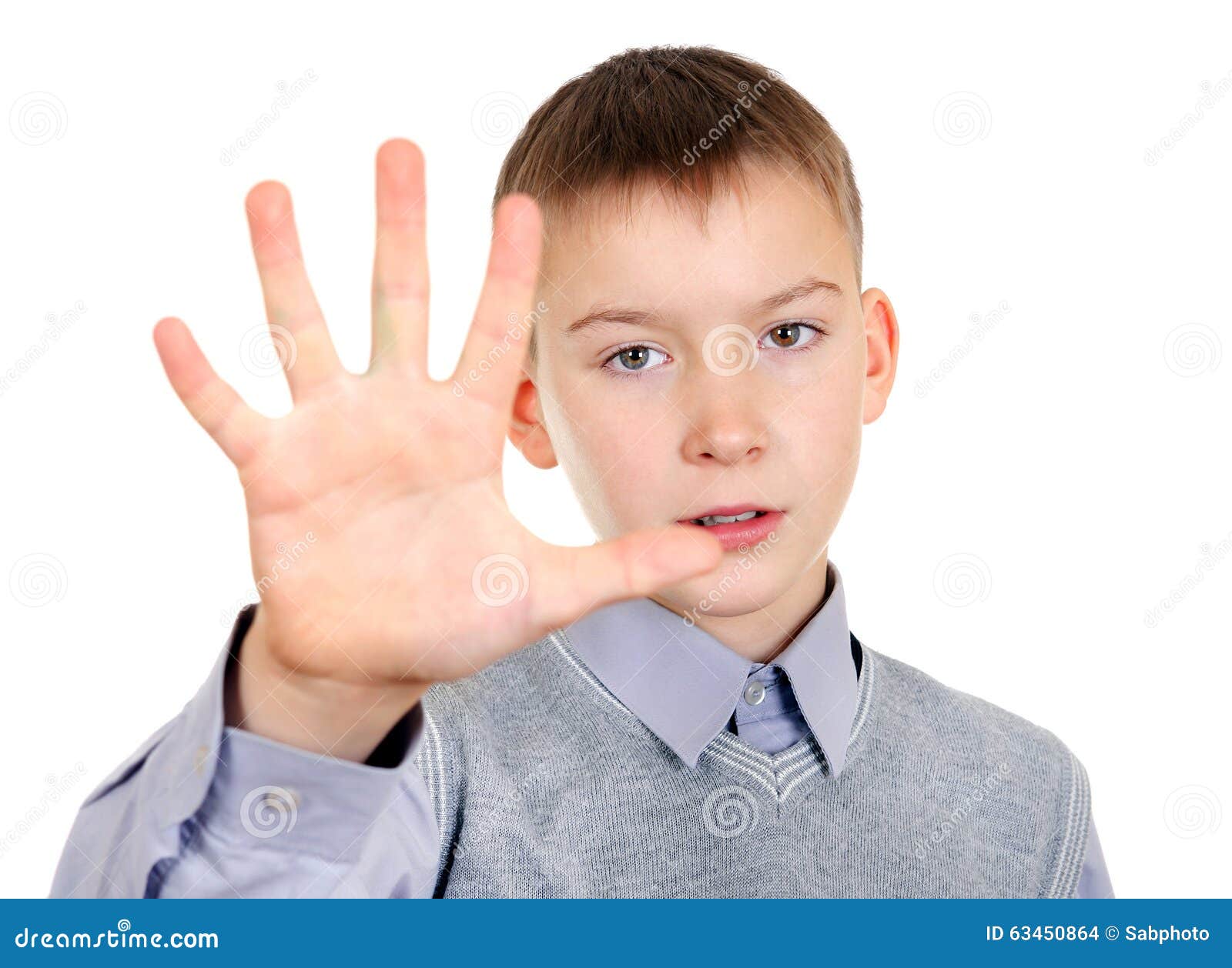 Kid with Palm Gesture stock photo. Image of face, caucasian - 63450864