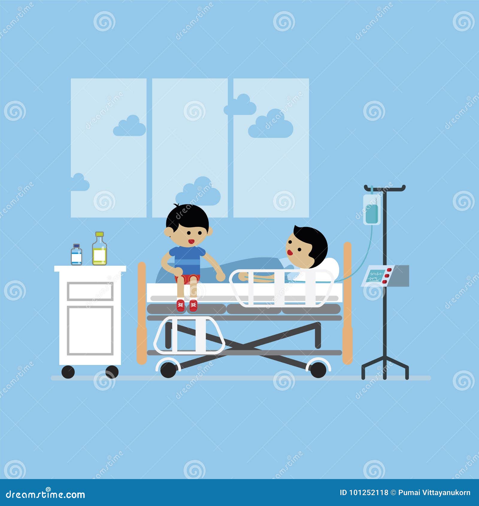 Kid and Patient, Hospitalization of the Patient Stock Vector ...