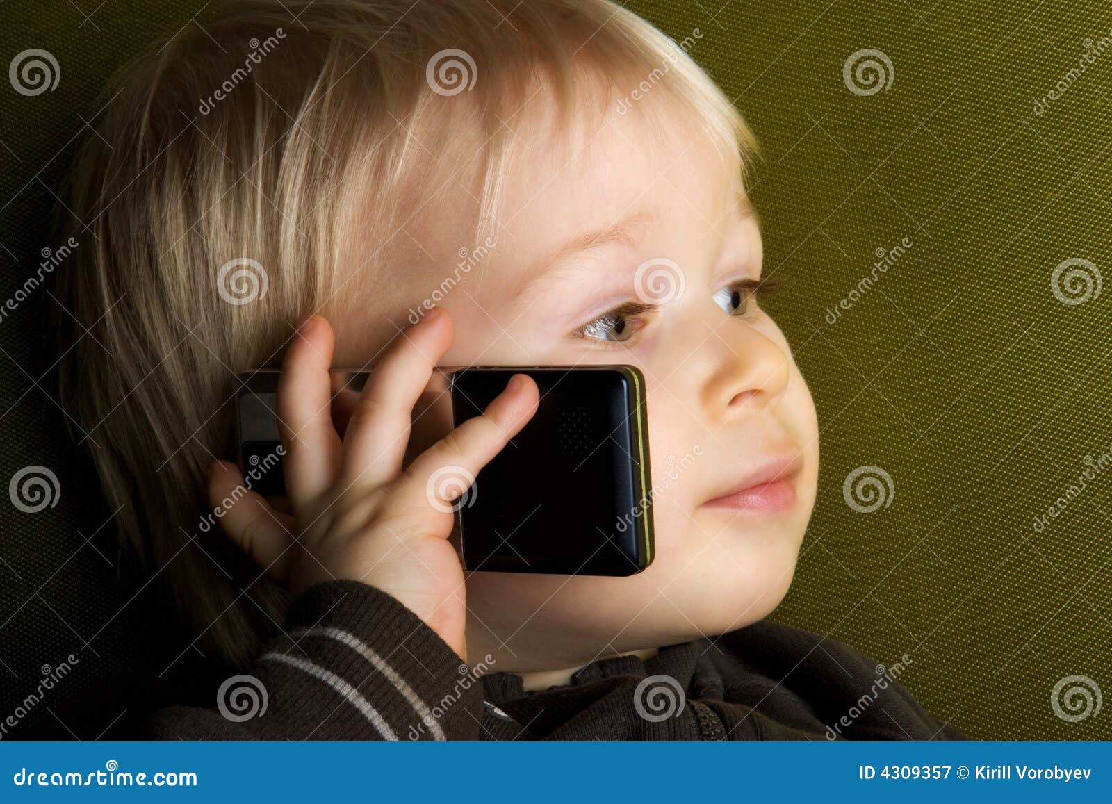 Kid on phone stock image. Image of child, cute, childhood - 4309357