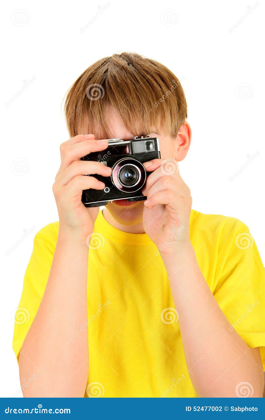 Kid with Photo Camera stock photo. Image of action, search - 52477002