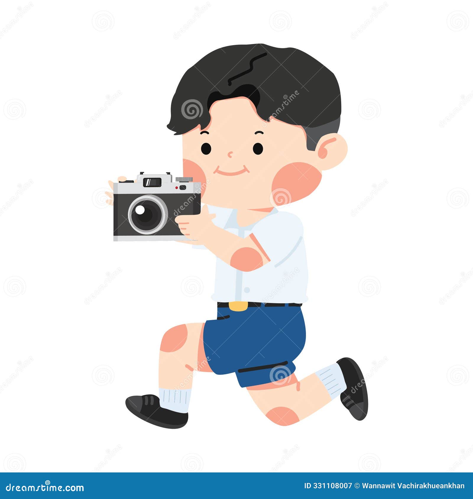 Kid Photographer Using a Digital Camera Stock Illustration ...