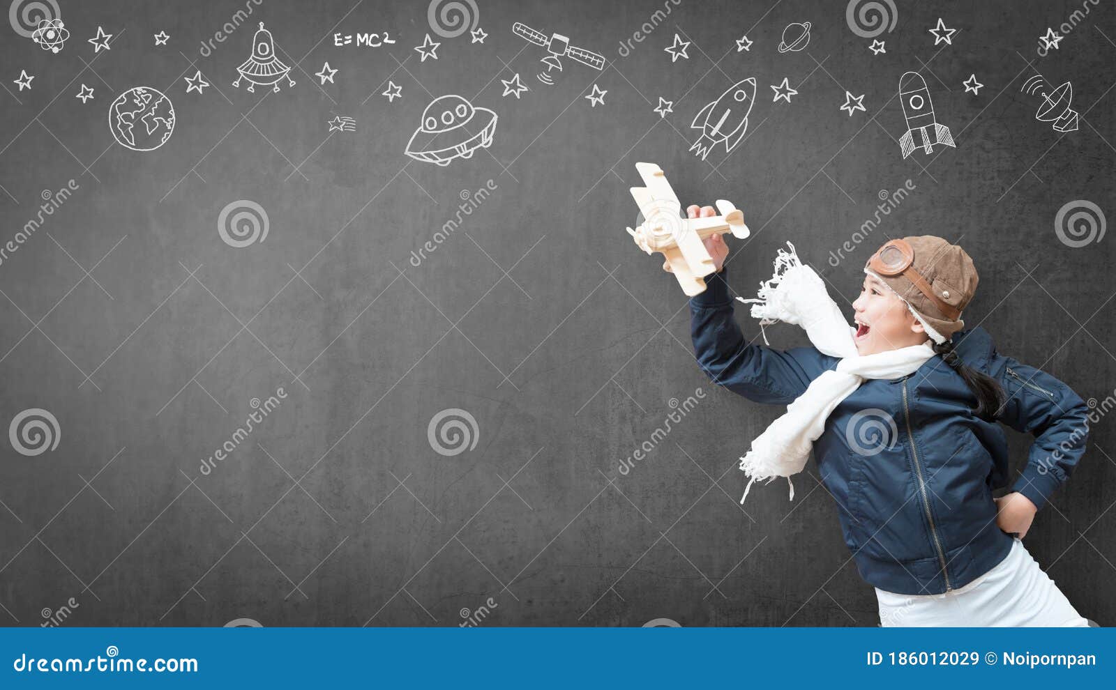 Kid in Pilot Costume and Imagination Dream in Learning Inspiration ...