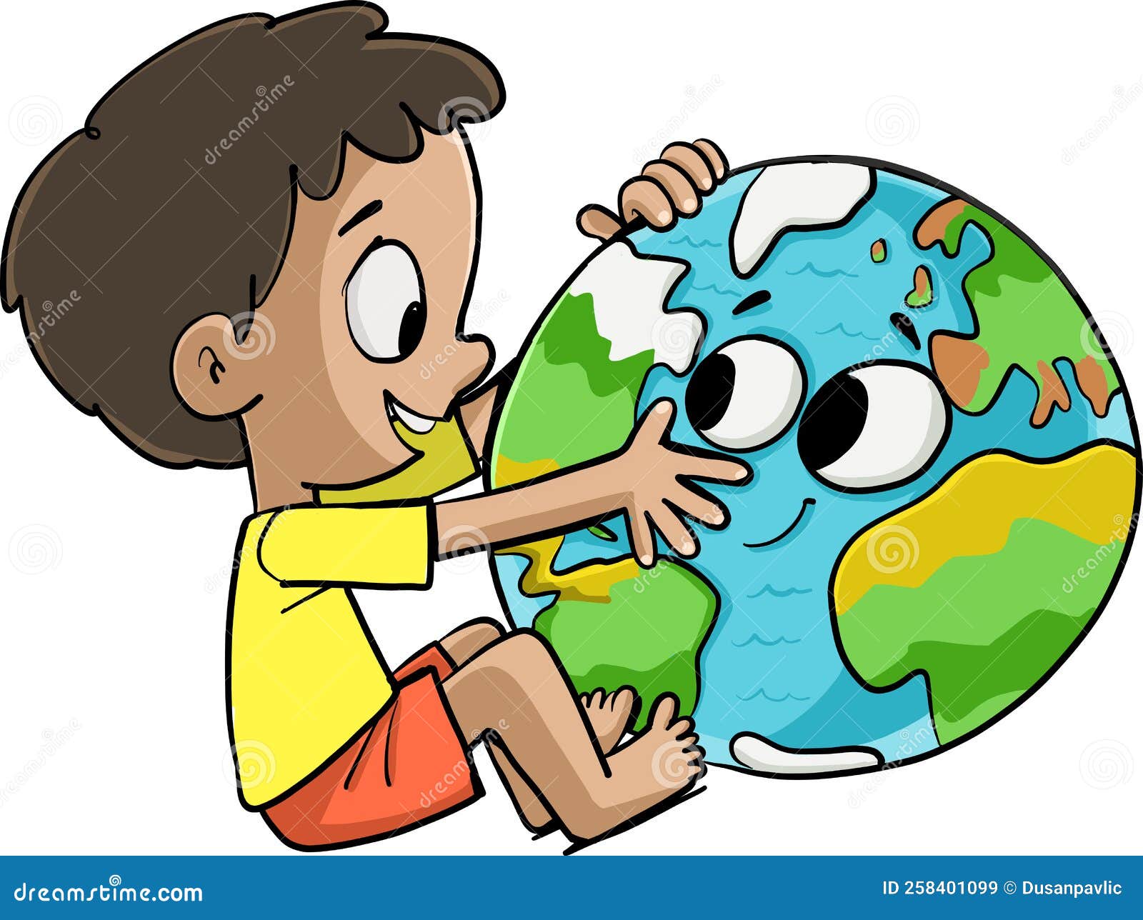 Kid and Planet Earth are Talking Stock Illustration - Illustration of ...