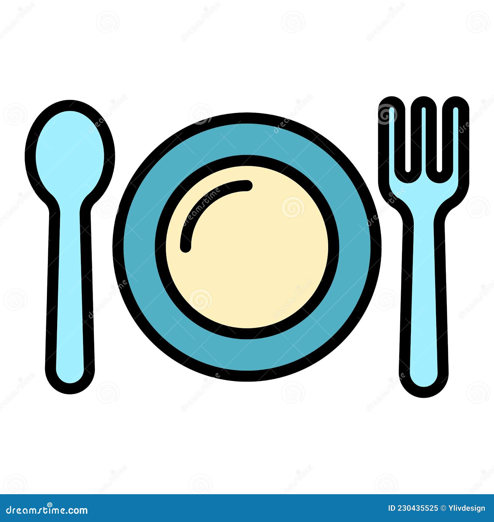 Kid Plate, Fork, Spoon Icon Color Outline Vector Stock Vector ... Kid Plate, Fork, Spoon Icon Color Outline Vector Stock Vector ...