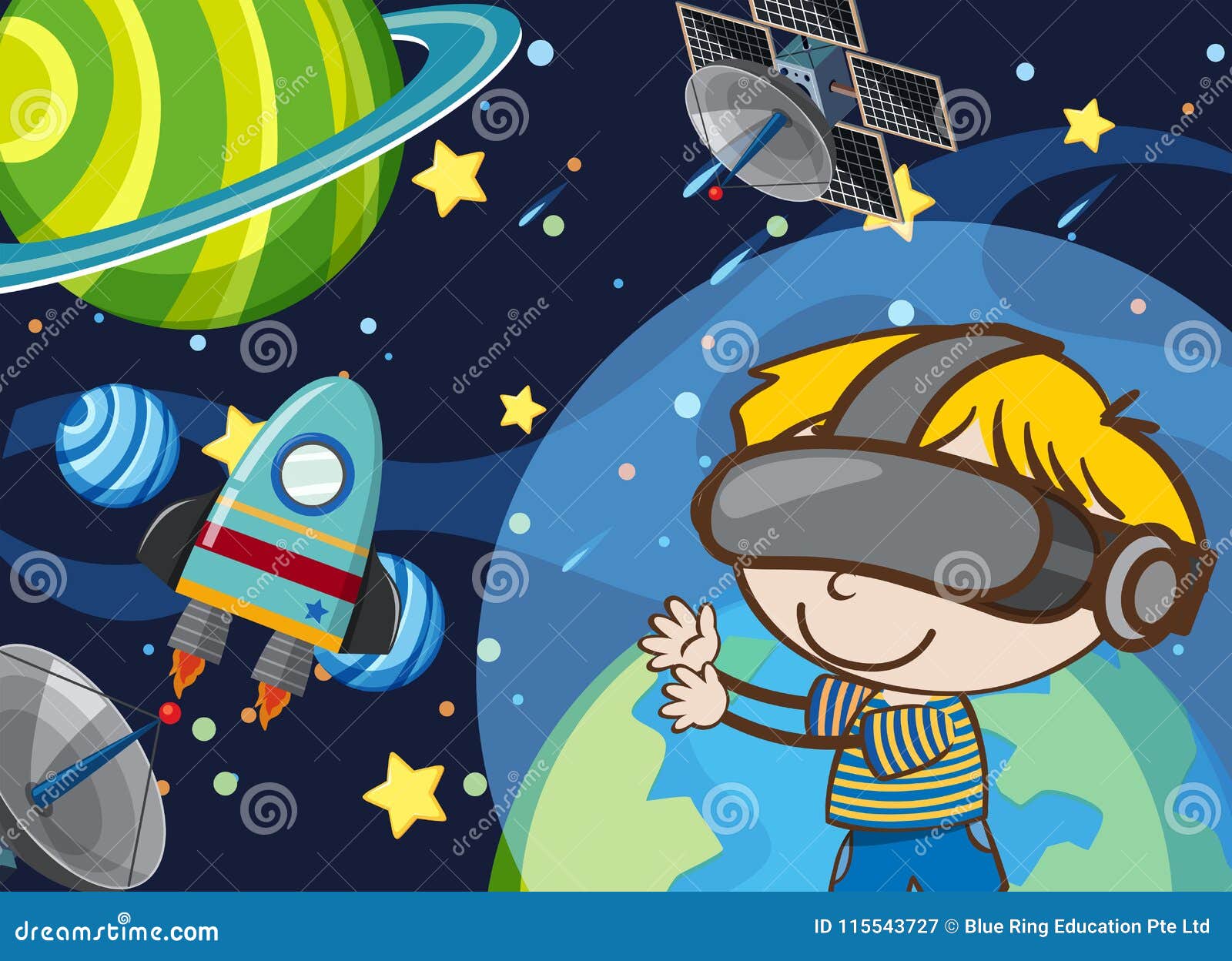 Kid Play Space Virtual Reality Game Stock Vector - Illustration of ...