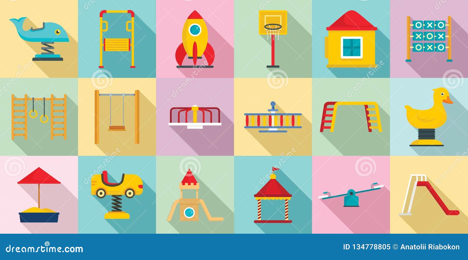 Kid Playground Icon Set, Flat Style Stock Vector - Illustration of ... Kid Playground Icon Set, Flat Style Stock Vector - Illustration of ...