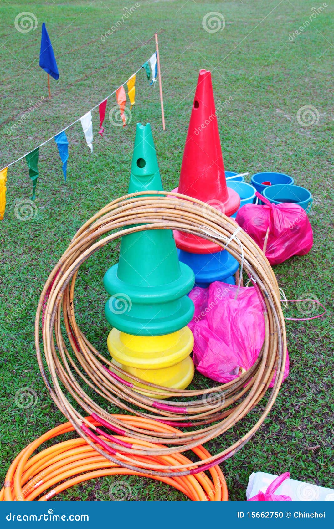 Kid playground items stock photo. Image of cone, perimeter - 15662750