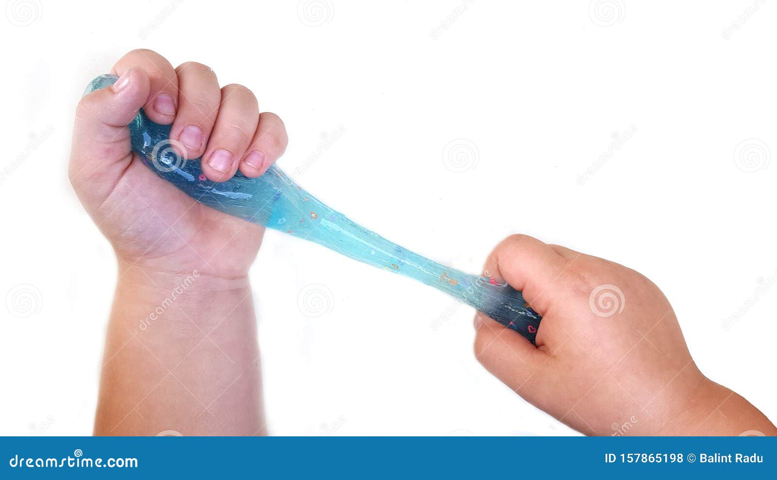 Kid Playing Blue Slime with Hand Stock Photo - Image of holding, game ...