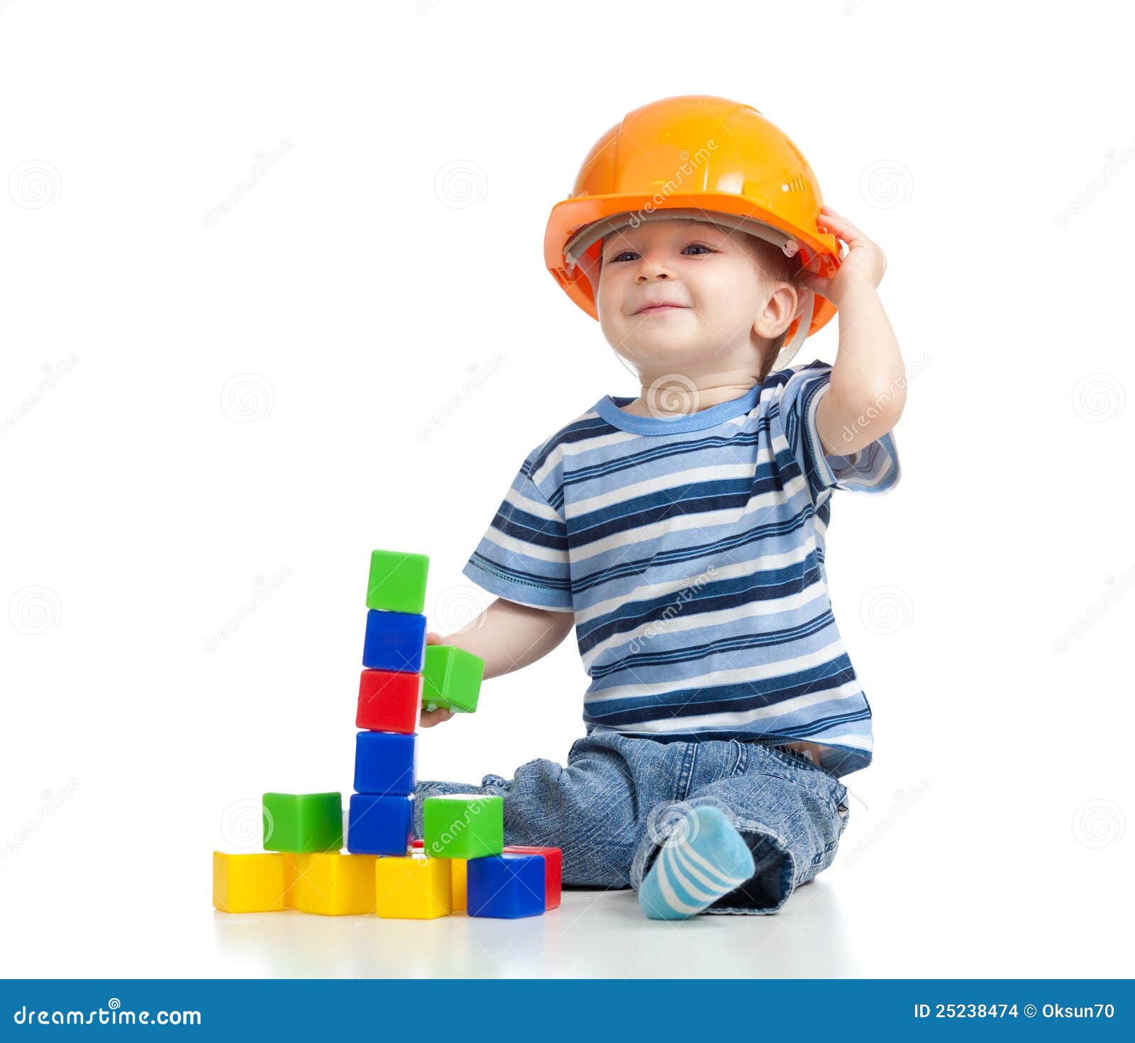 Kid Playing with Building Blocks Toy Stock Photo - Image of constructor ...