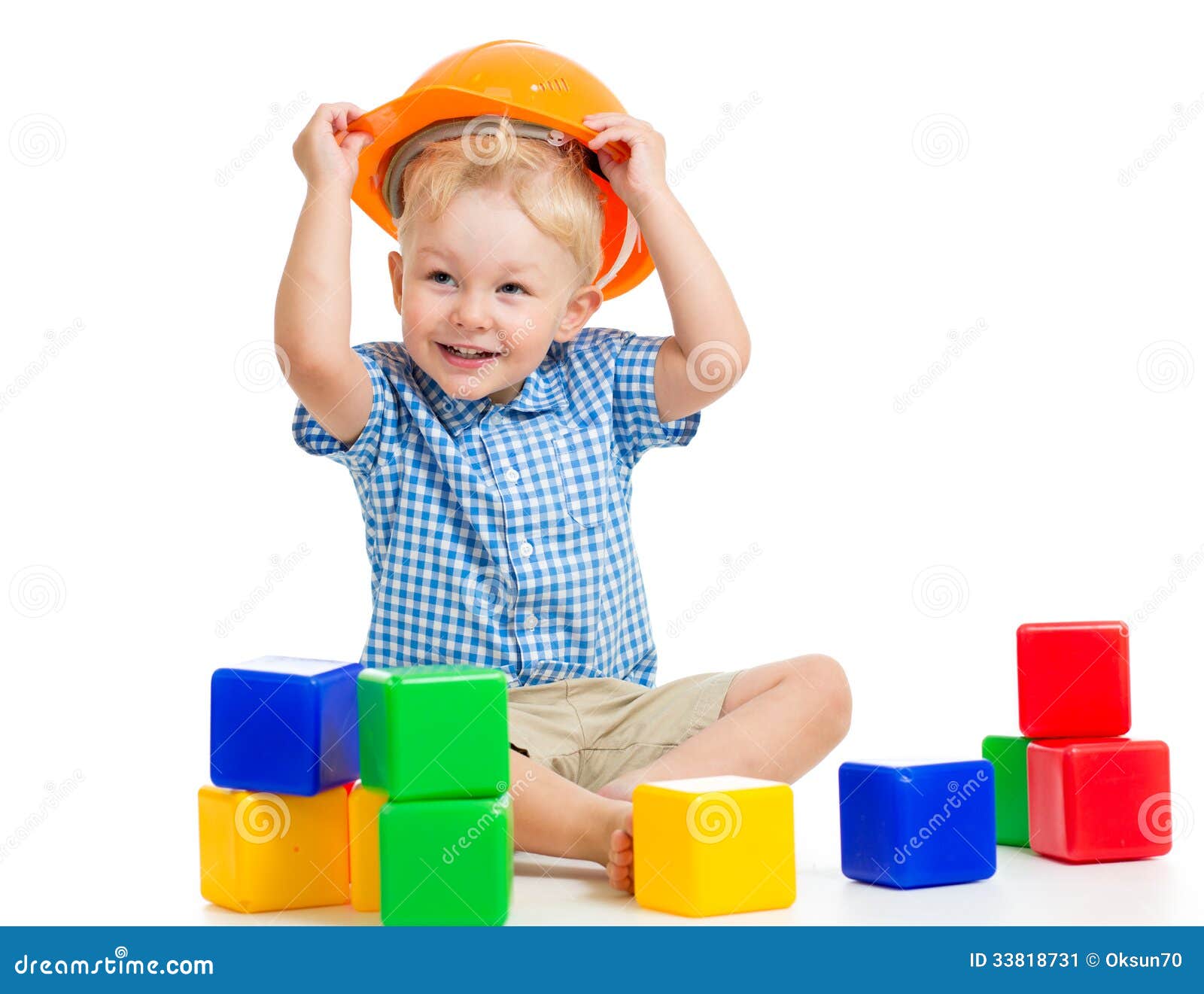 Kid Playing with Building Blocks Toy Stock Image - Image of builder ...